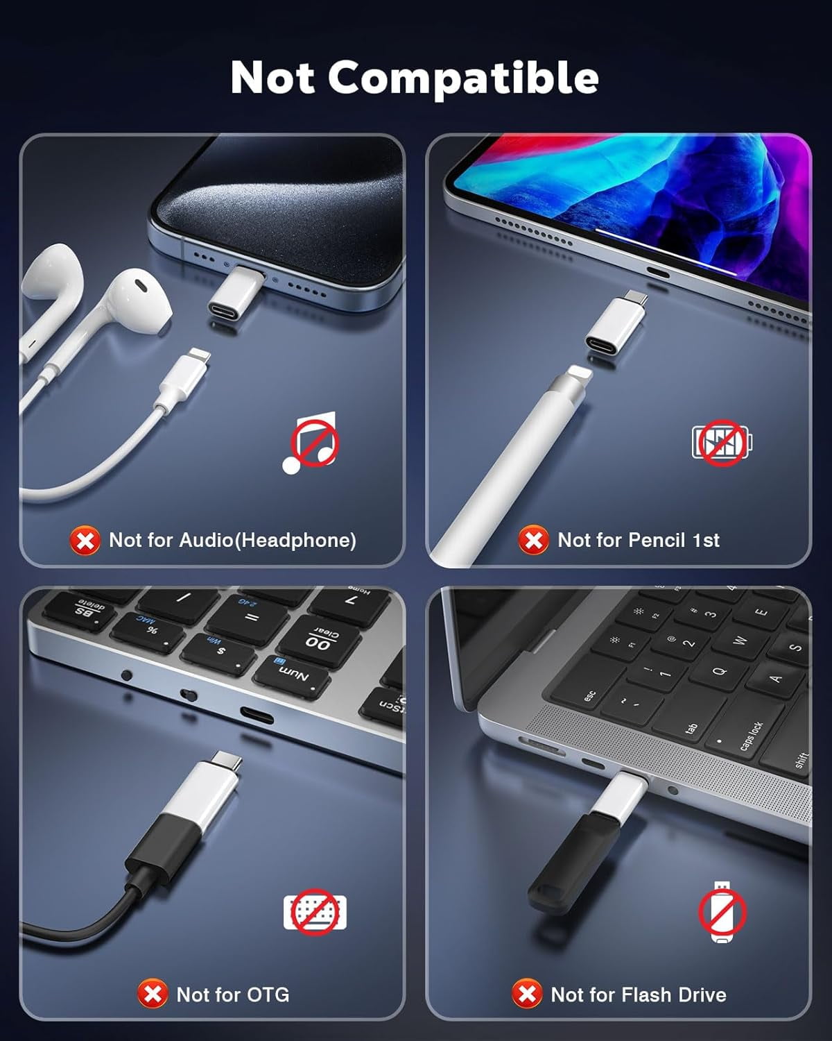 UKLL-4 Pack Lightning Female to USB C Male Adapter,USB-C Lightning ...