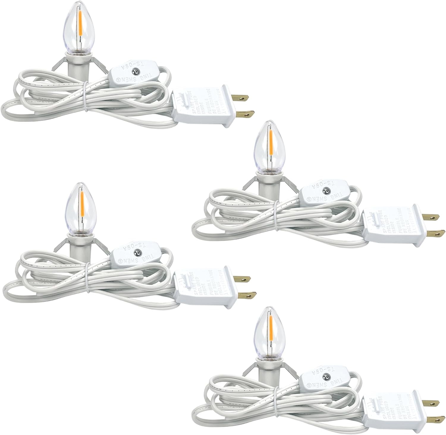 UKLL-4 Pack Lights Accessory Cord with 4 C7 Led Light Bulb, Clip-in ...