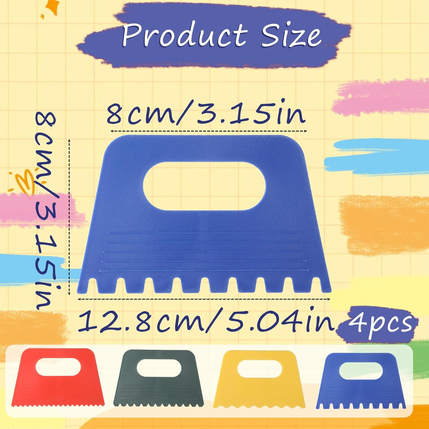 UKLL-4 Pack Texture Tools for Plaster Plastic Paint Scraper Tool Art ...