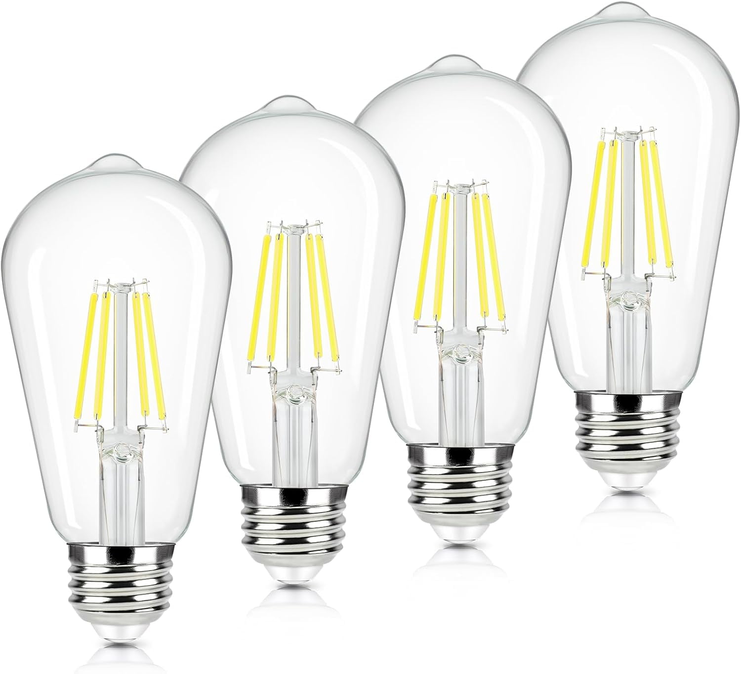 UKLL-4-Pack Vintage LED Edison Bulbs 60W Equivalent, 6W ST58 5000K ...
