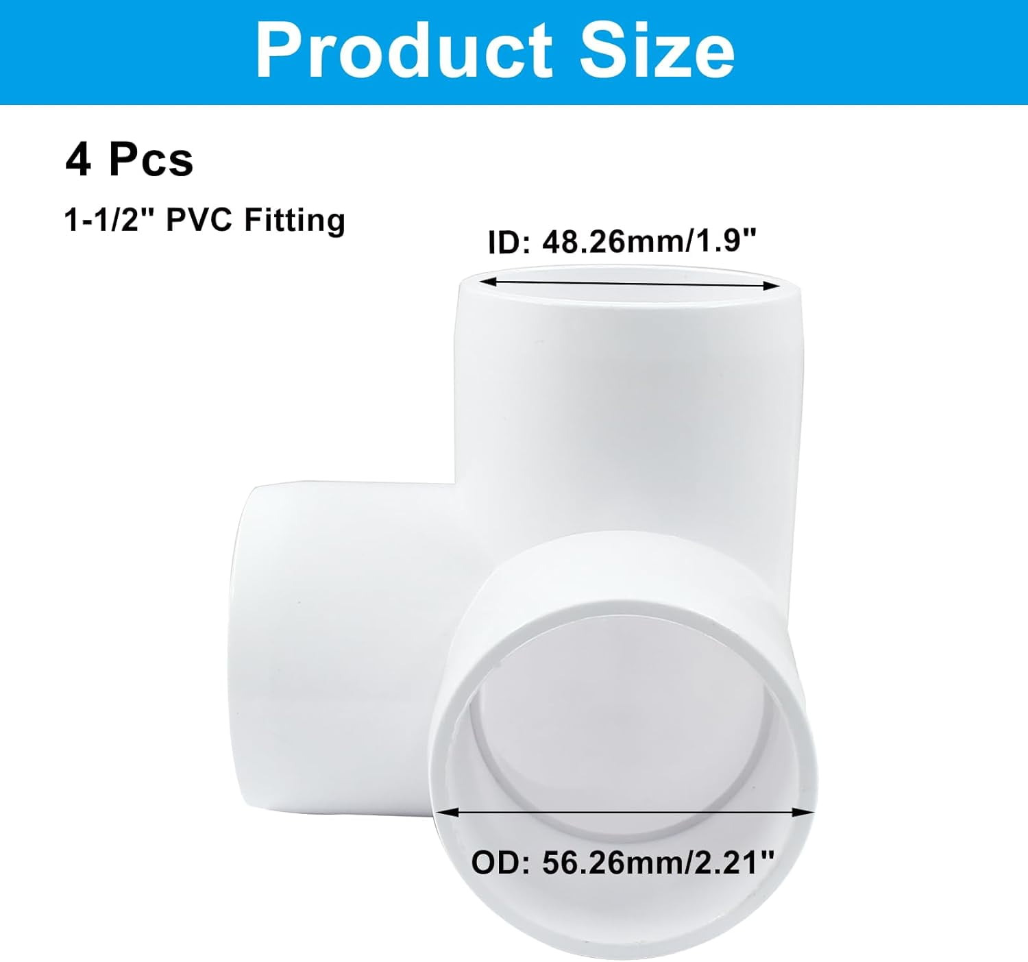 UKLL-4 Pcs 1-1/2" PVC Pipe Fitting, 3 Way Elbow Pipe Connector ...