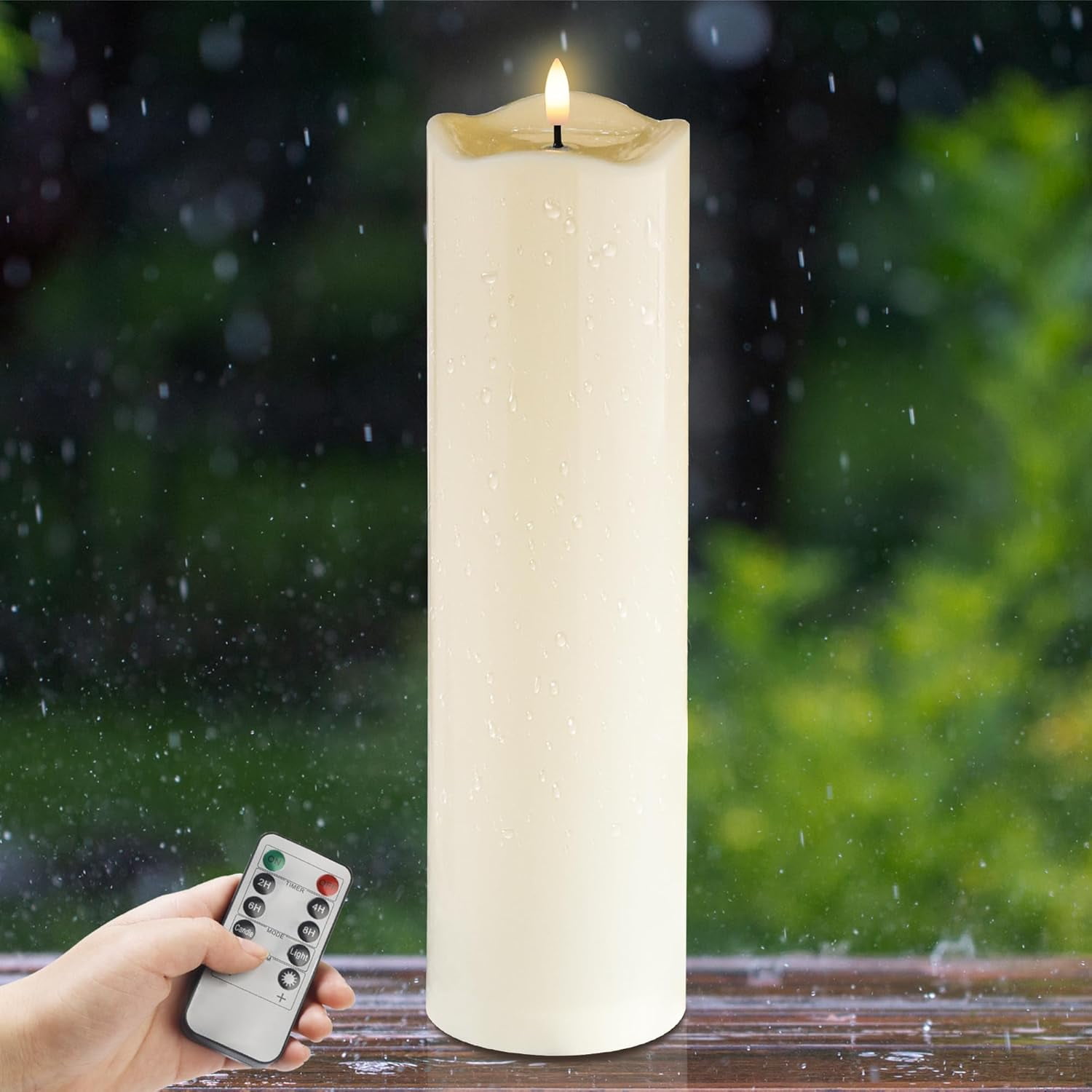 UKLL-4" x14" Outdoor Candles with Timer Waterproof Large Flickering ...