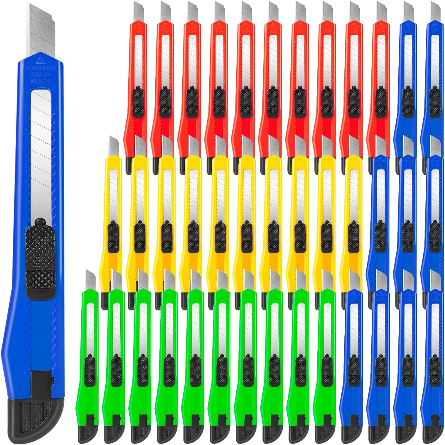 UKLL-40 Pack Utility Knife Box Cutter Retractable, 9mm Snap-Off Box ...