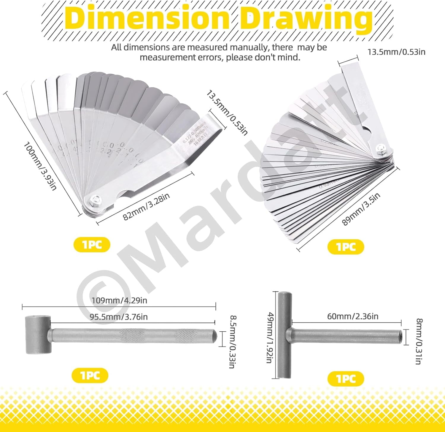 UKLL-4Pcs Motorcycle Engine Valve Adjustment Tool Kit Includes Straight and Bent Feeler Gauges ...