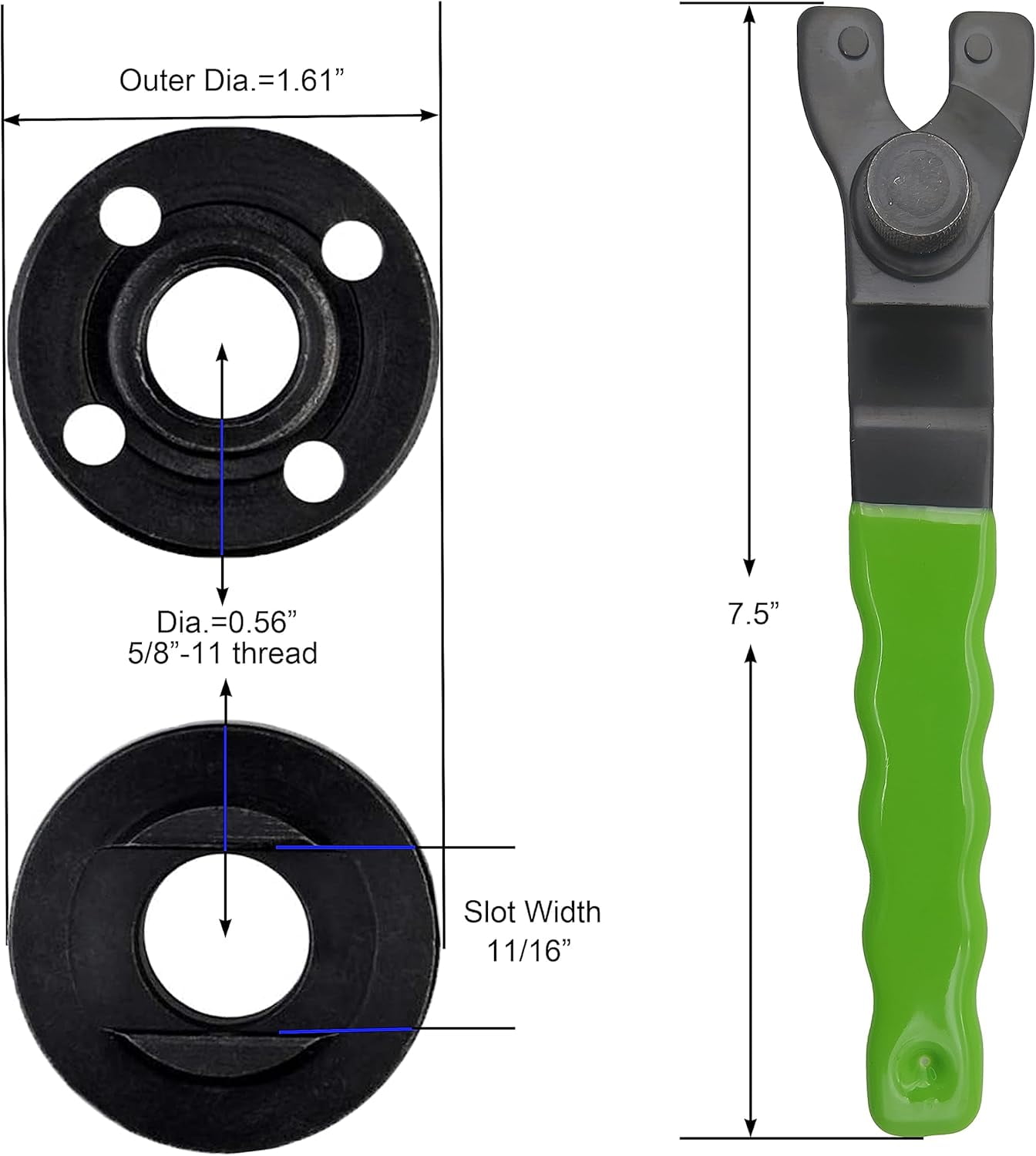 UKLL-5/8"-11 Angle Grinder Extension Shaft Connecting Rod with Grinder ...