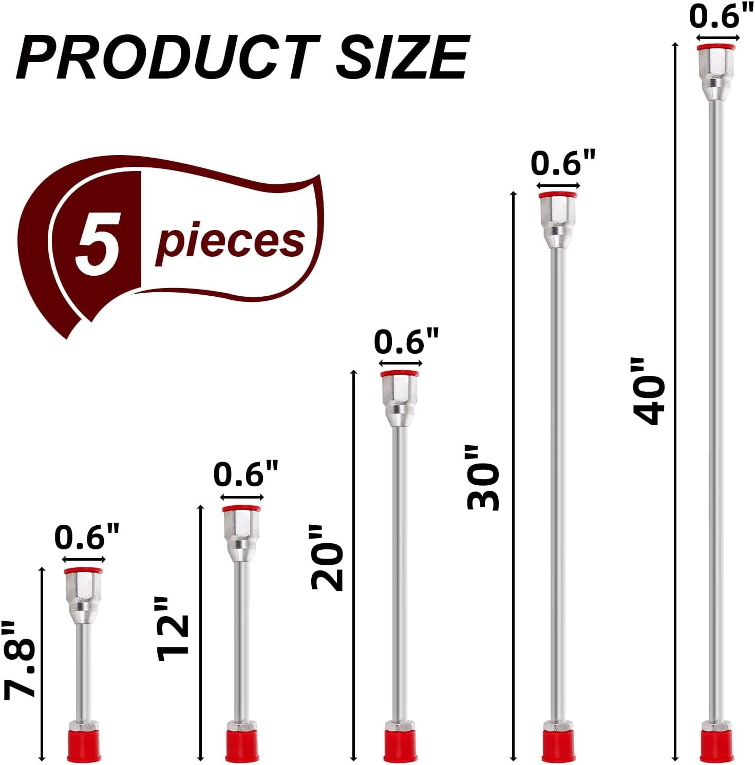 UKLL-5 Pack Airless Paint Sprayer Tip Extension Pole, Multi-Sizes Gun ...