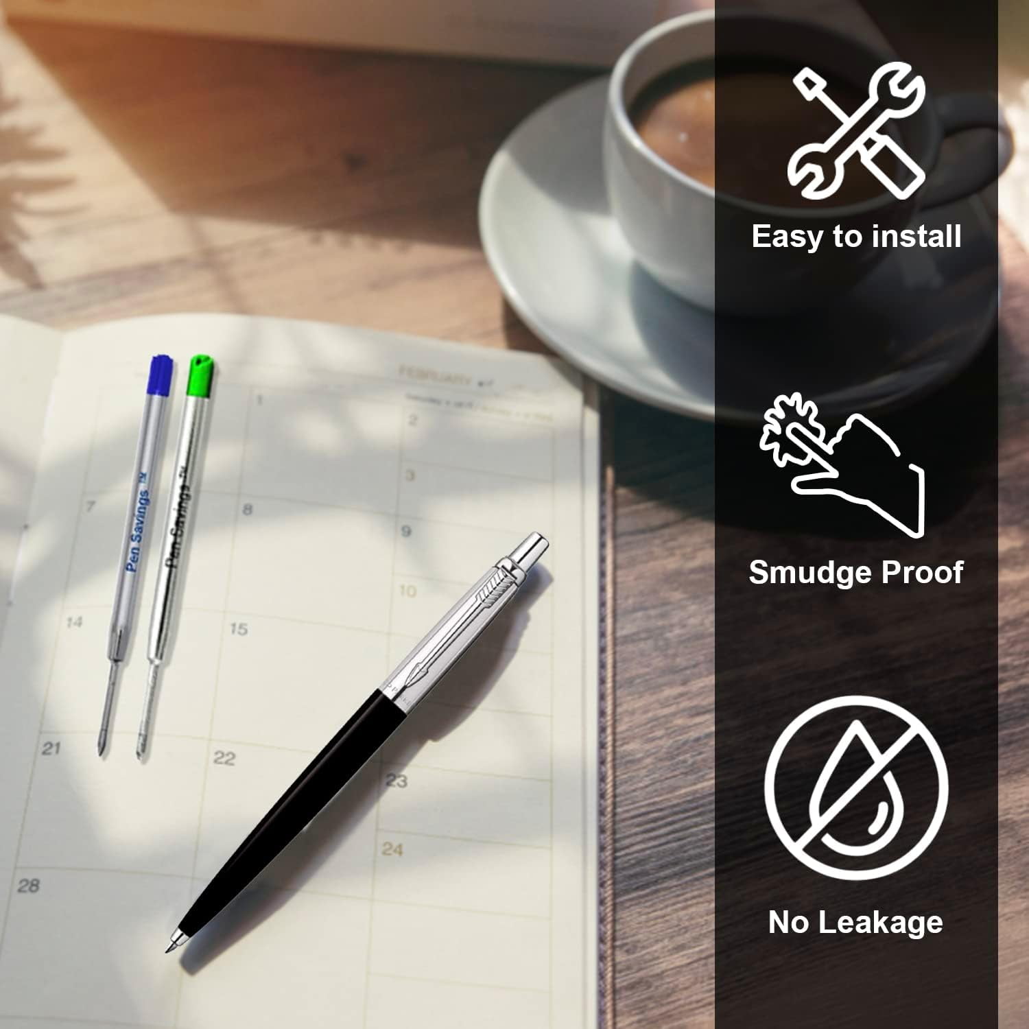 UKLL-5 Pack, Gel Pen Refills Compatible with Parker Ballpoint Pens, .7mm, Smooth Writing ...