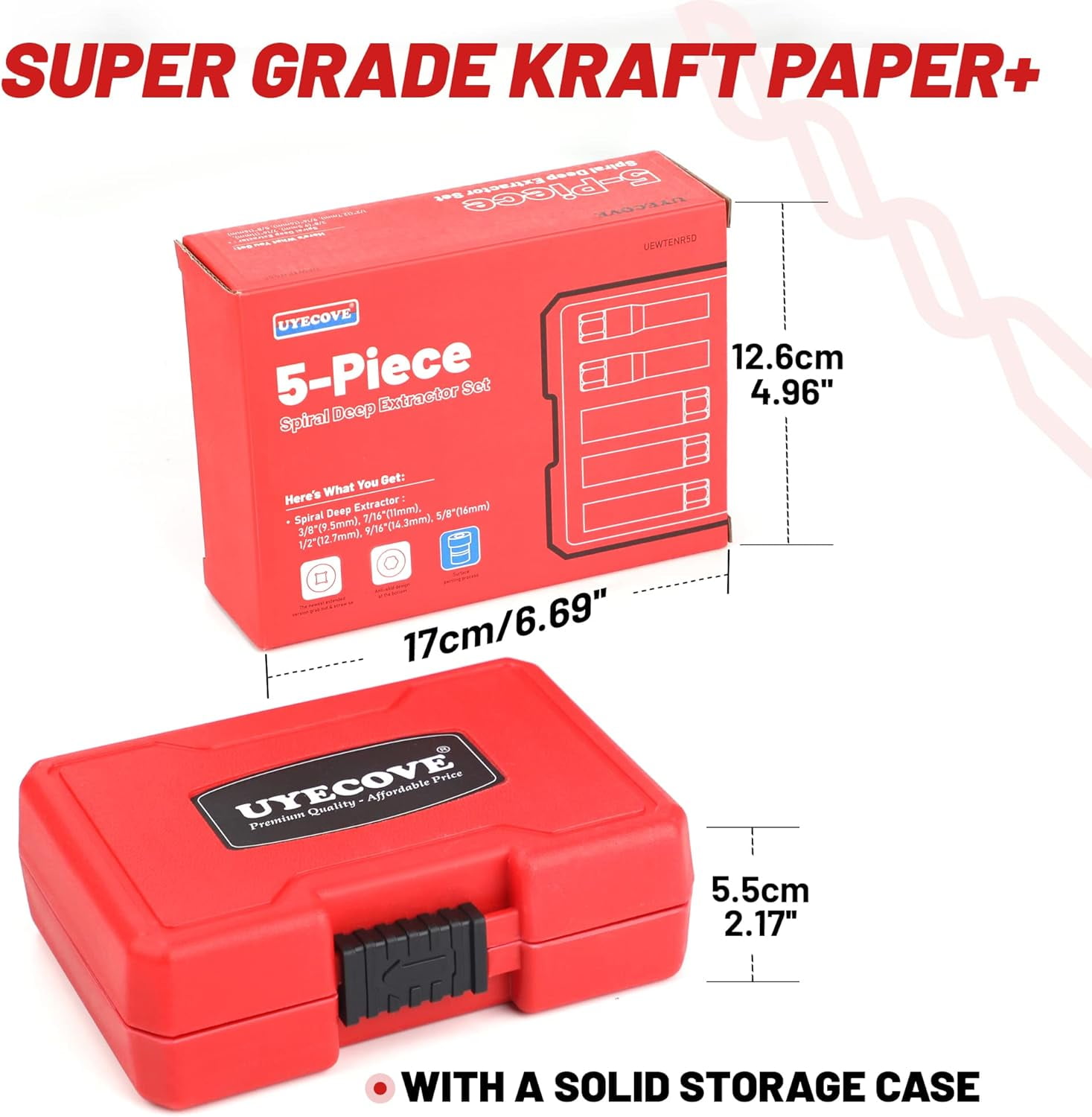 UKLL-5-Pcs Spiral Deep Bolt Extractor Set, Stripped Bolt Remover Lug ...