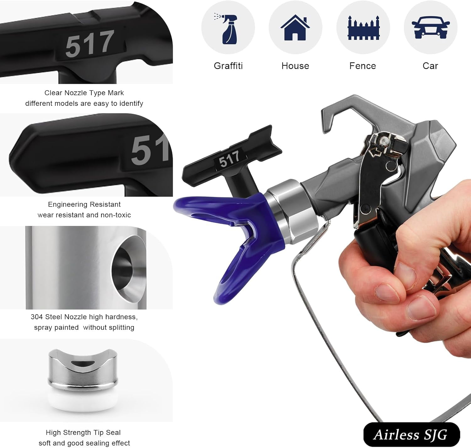 UKLL-5 Pcs Spray Nozzle Spray Tip,Reversible Spray Tips Airless Paint ...