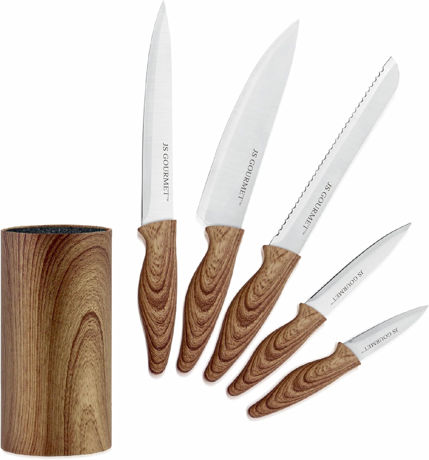 UKLL-5 Piece Knife Set with Stripe Marble Texture Universal Storage ...