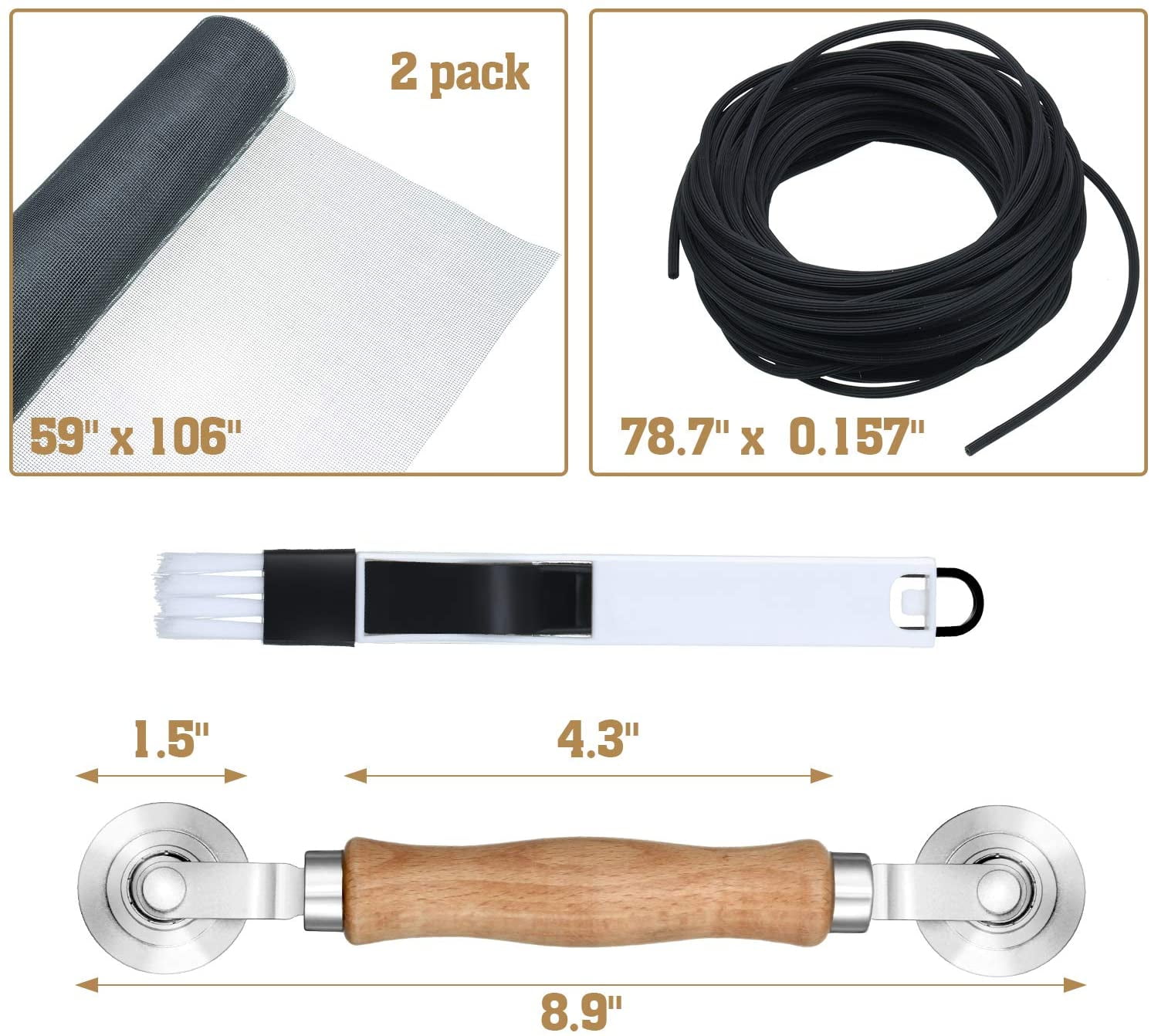 UKLL-5 Pieces Window Screens Repair Kit, 2 Pieces 59 x 106 Inches ...