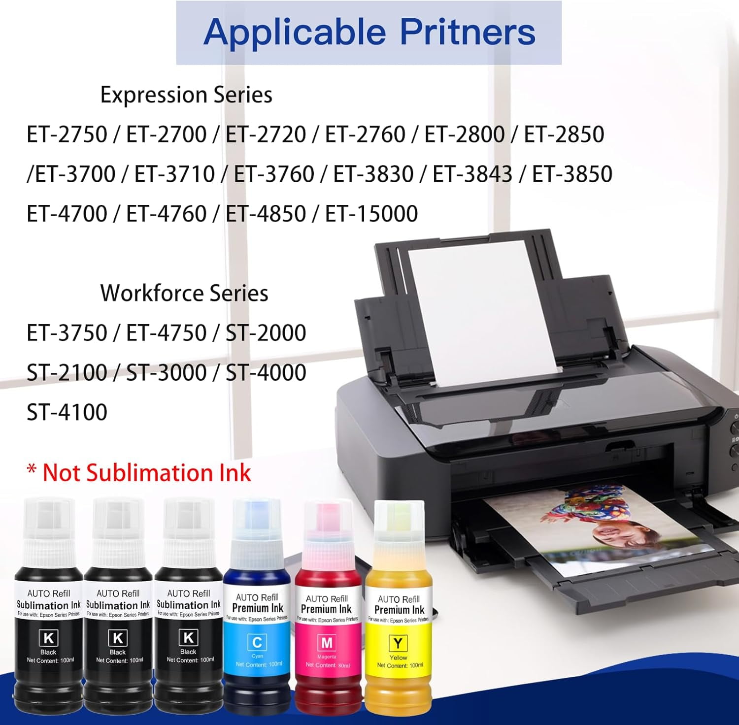 UKLL-502 Ink Refill Bottles Compatible for Ecotank et-2850, et-3850, et ...