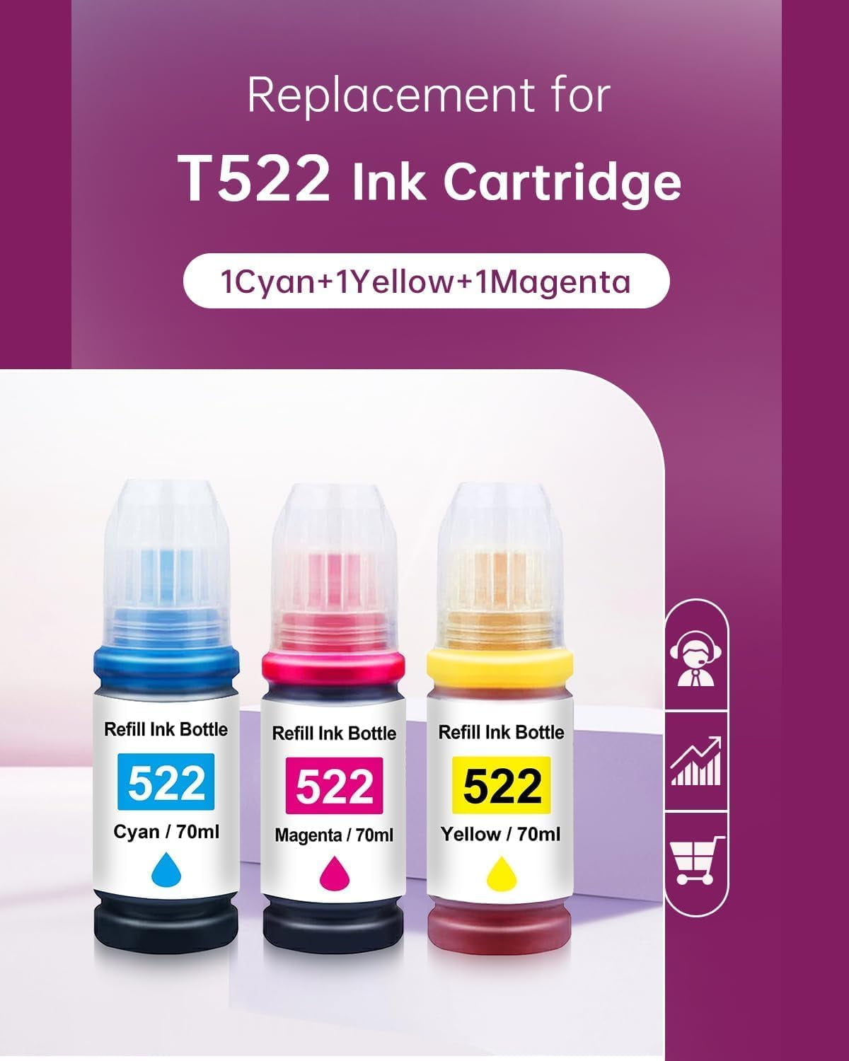UKLL-522 Color Ink Ink Refill Bottles Replacement for Eps Eco Tank ...