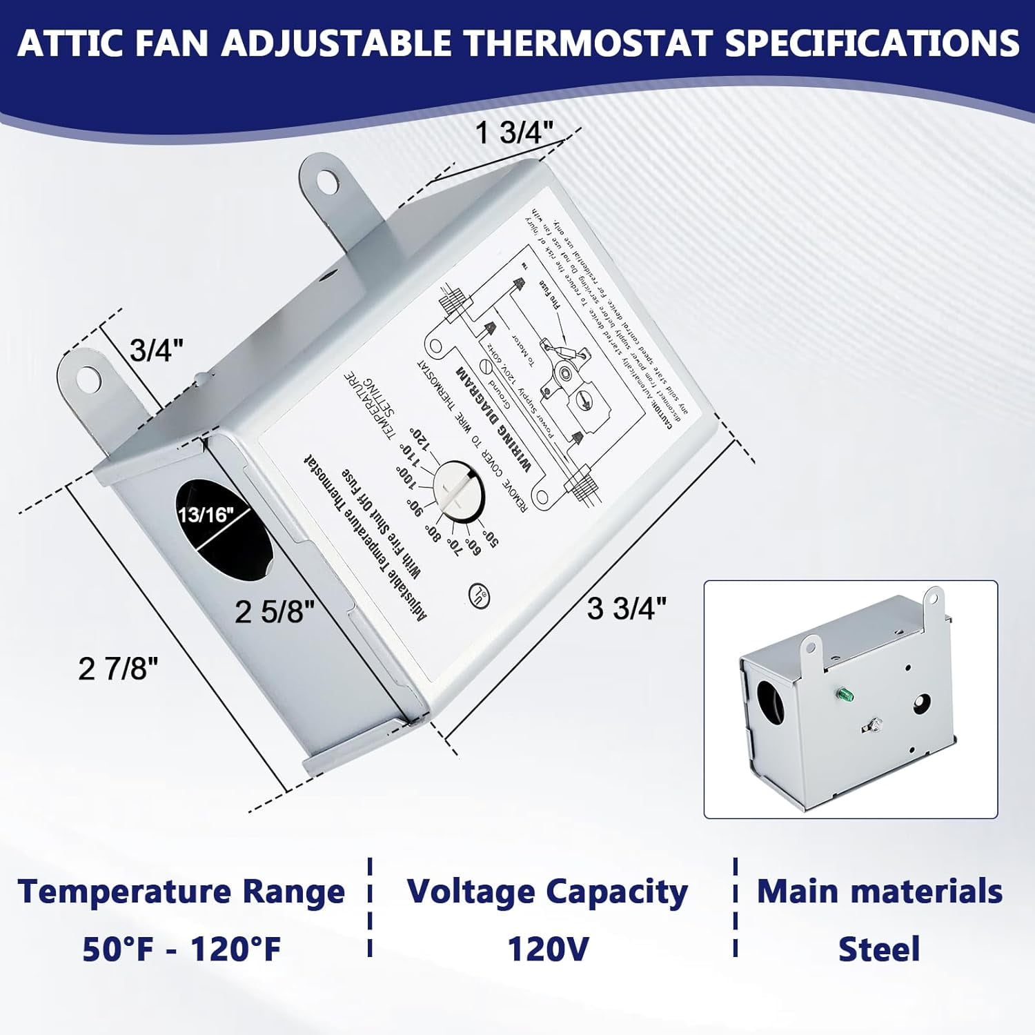 UKLL-58034 Attic Fan Adjustable Thermostat, Attic Fan Thermostat ...