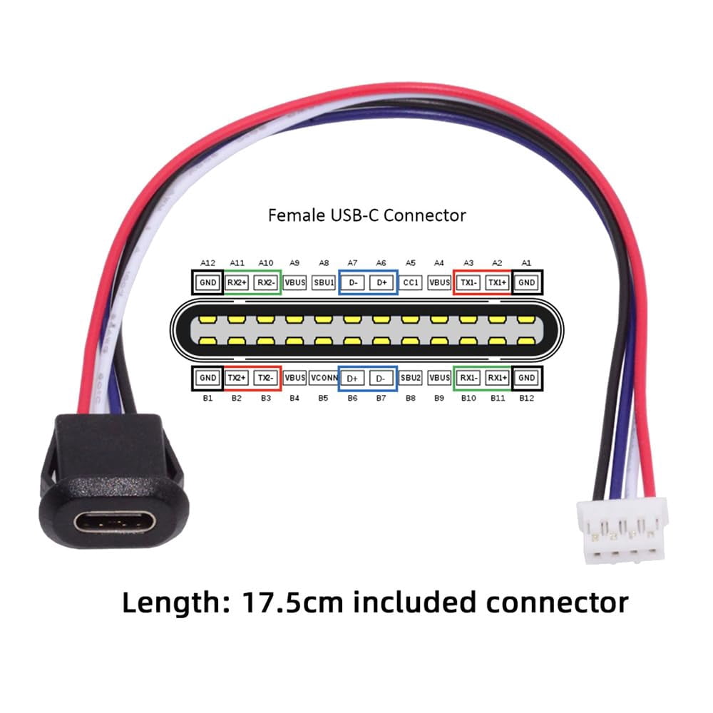 UKLL-5pcs/Set DIY OEM Type C Female Socket to 4Pin Header Cable Type-C ...