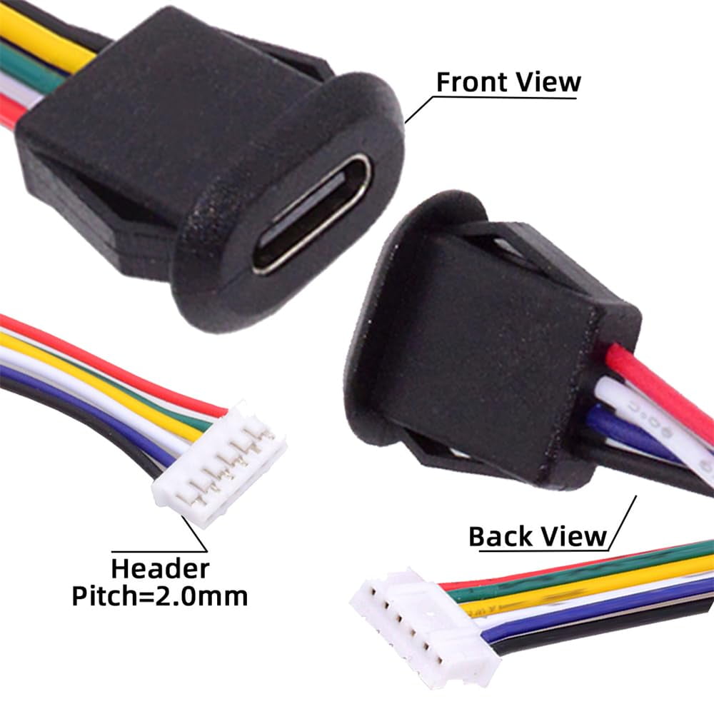 UKLL-5pcs/Set DIY OEM Type C Female Socket to 6Pin Header Cable USB-C ...