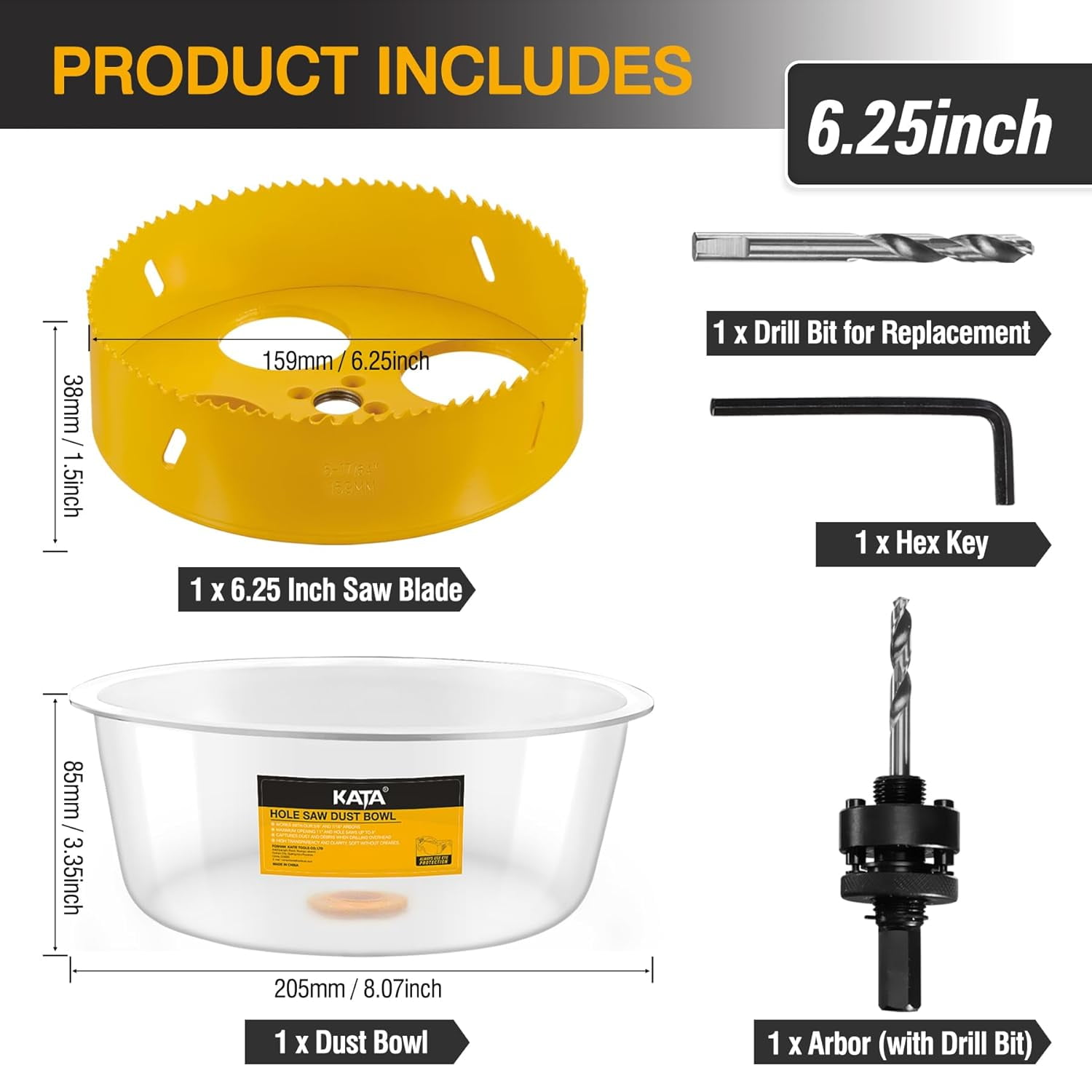 UKLL-6-1/4 Inch Hole Saw for Recessed Lights, 6.25 Hole Saw Cutter with ...