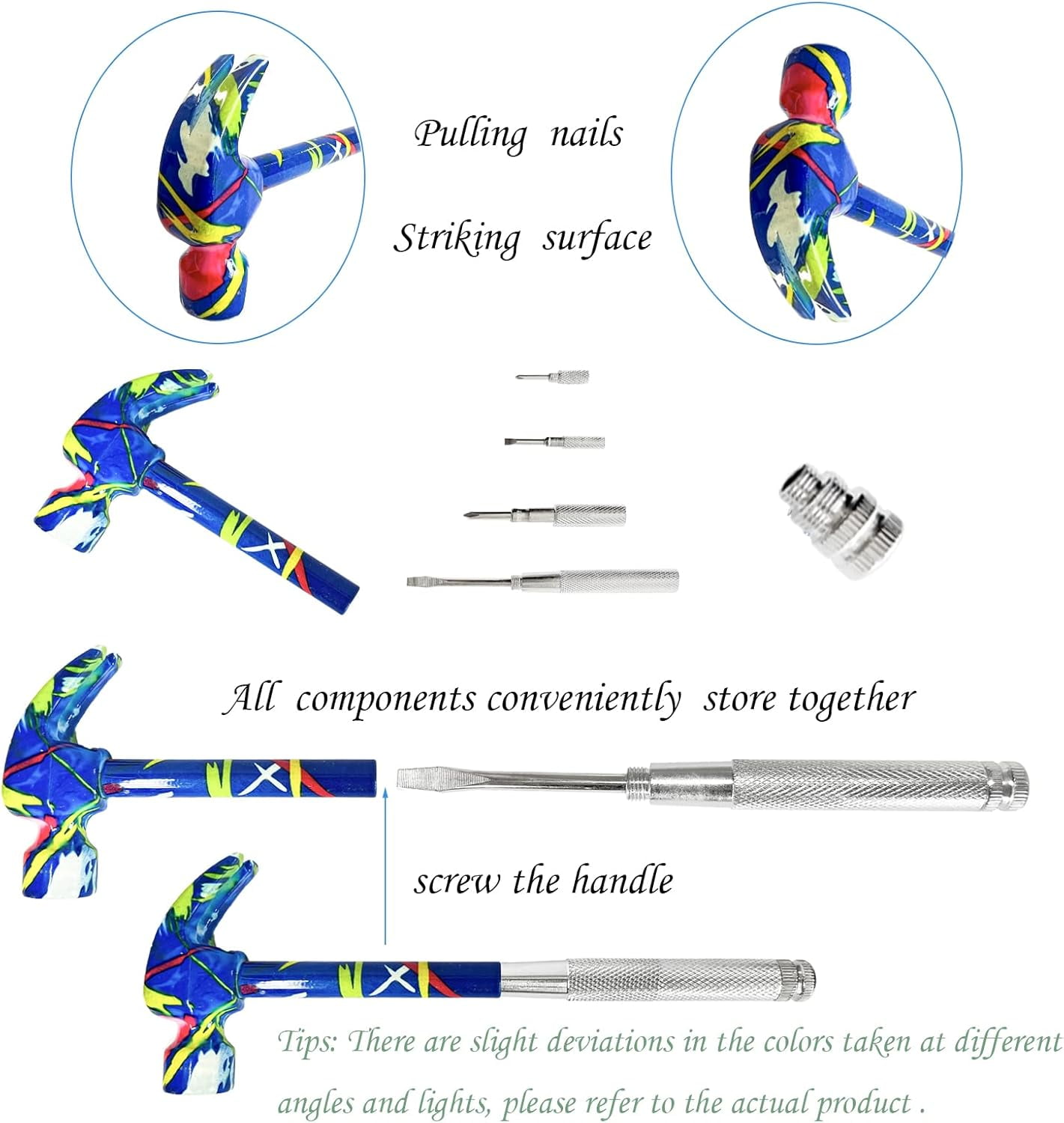 UKLL-6 in 1 Flower Hammer & Screwdriver Tool, All In One Screwdriver ...