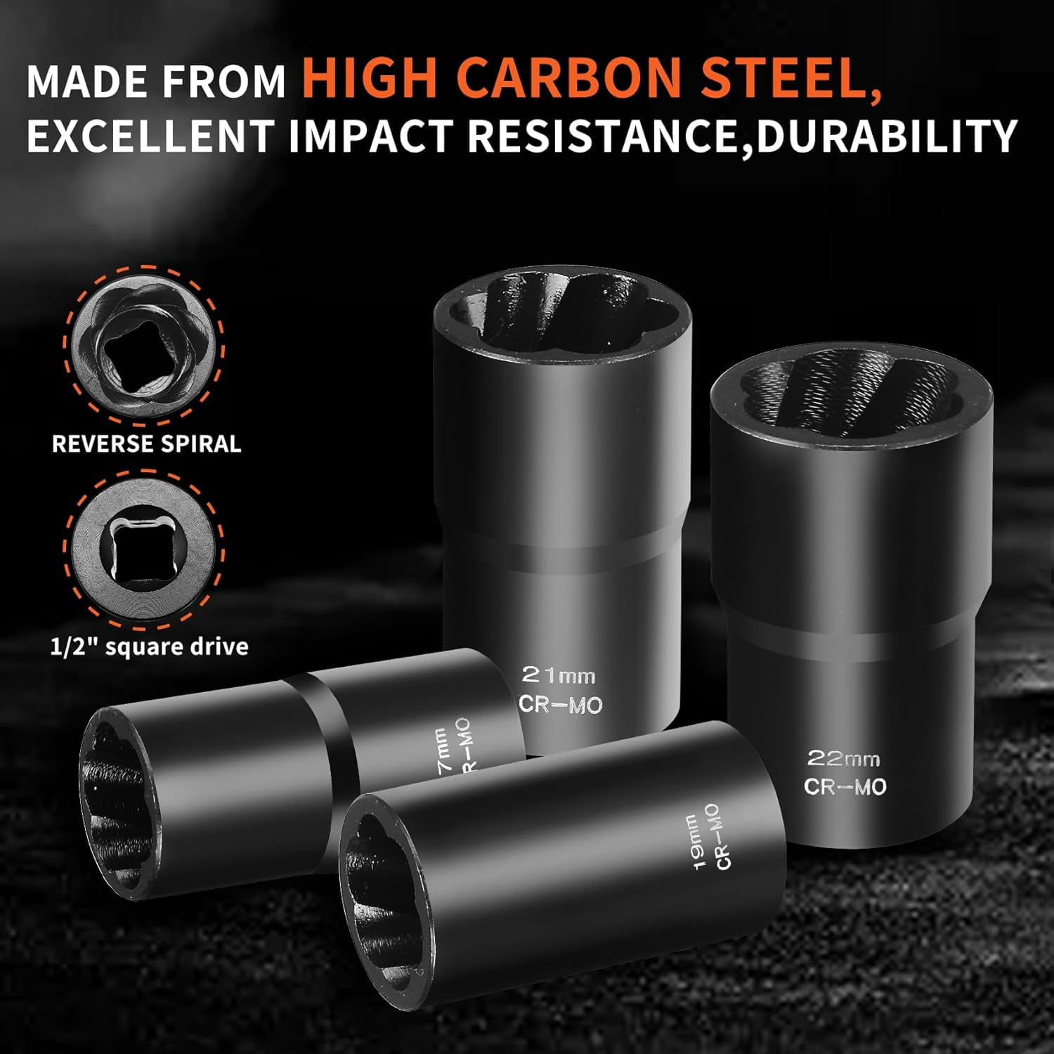 UKLL-6 PCS Twist Socket Set, Stripped Lug Nut Remover Wheel Lock Removal Kit Extractor Set for ...