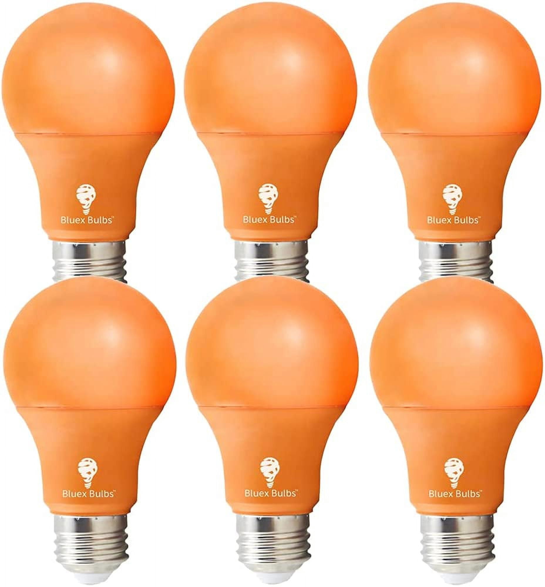 UKLL-6 Pack BlueX LED A19 Orange Light Bulbs - 7W (50Watt Equivalent ...