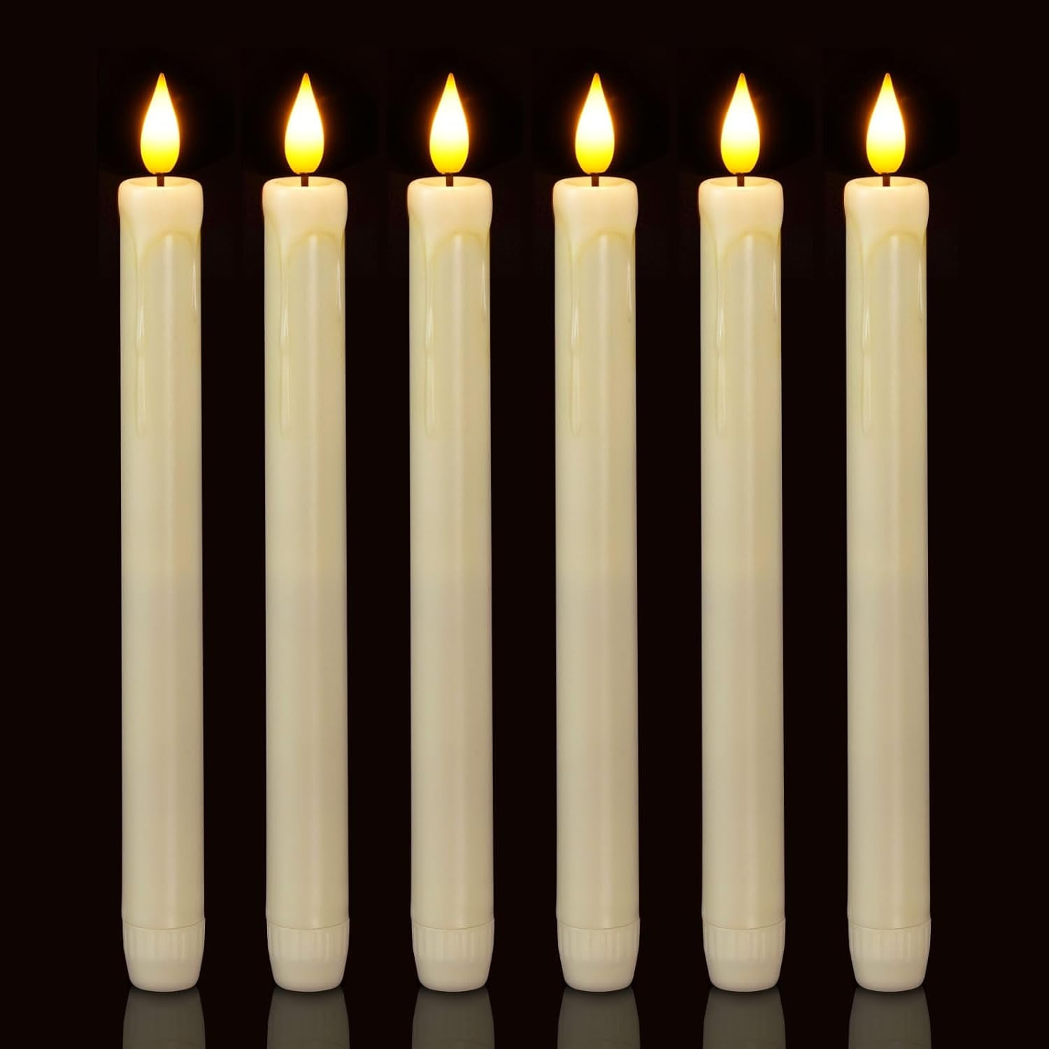 UKLL-6 Pack Flameless Taper Candles, No Remote, Realistic Flickering ...