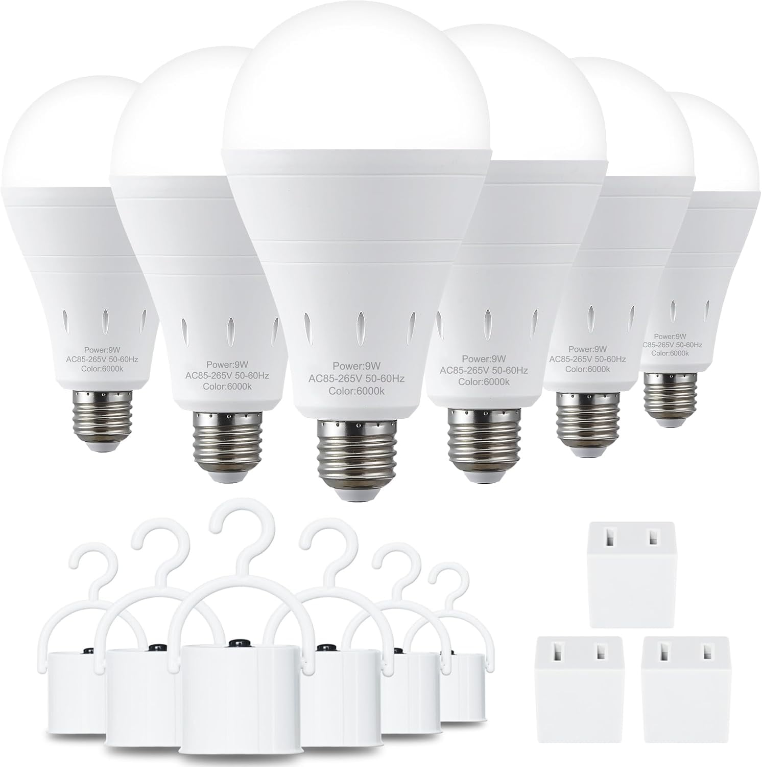 UKLL-6 Pack Rechargeable Emergency Light Bulbs, Battery Powered LED ...