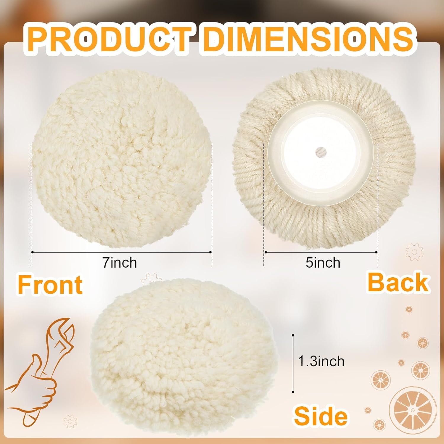 UKLL-6 Pcs 5 Inch Wool Polishing Pad Hook Loop Buffing Pad for Drill ...