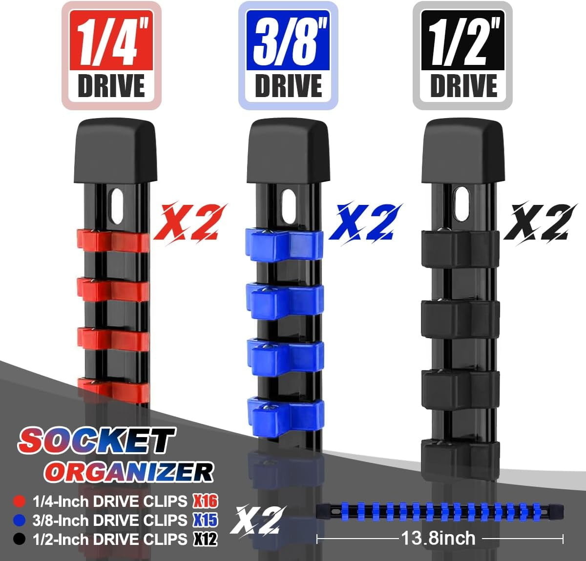 UKLL-6 Pcs Socket Organizer Rail Set, Premium Socket Holder, Heavy-Duty ...