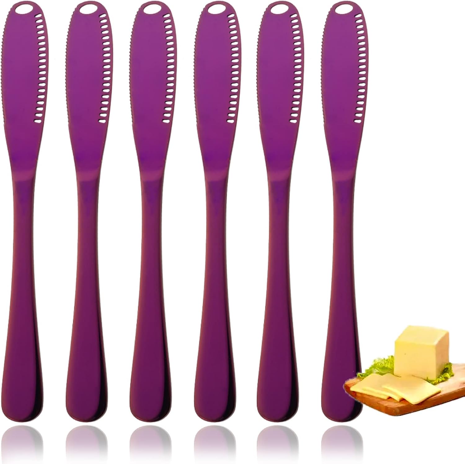 UKLL-6-pieces Purple Stainless Steel Spreader Knife, Shiny Peanut ...
