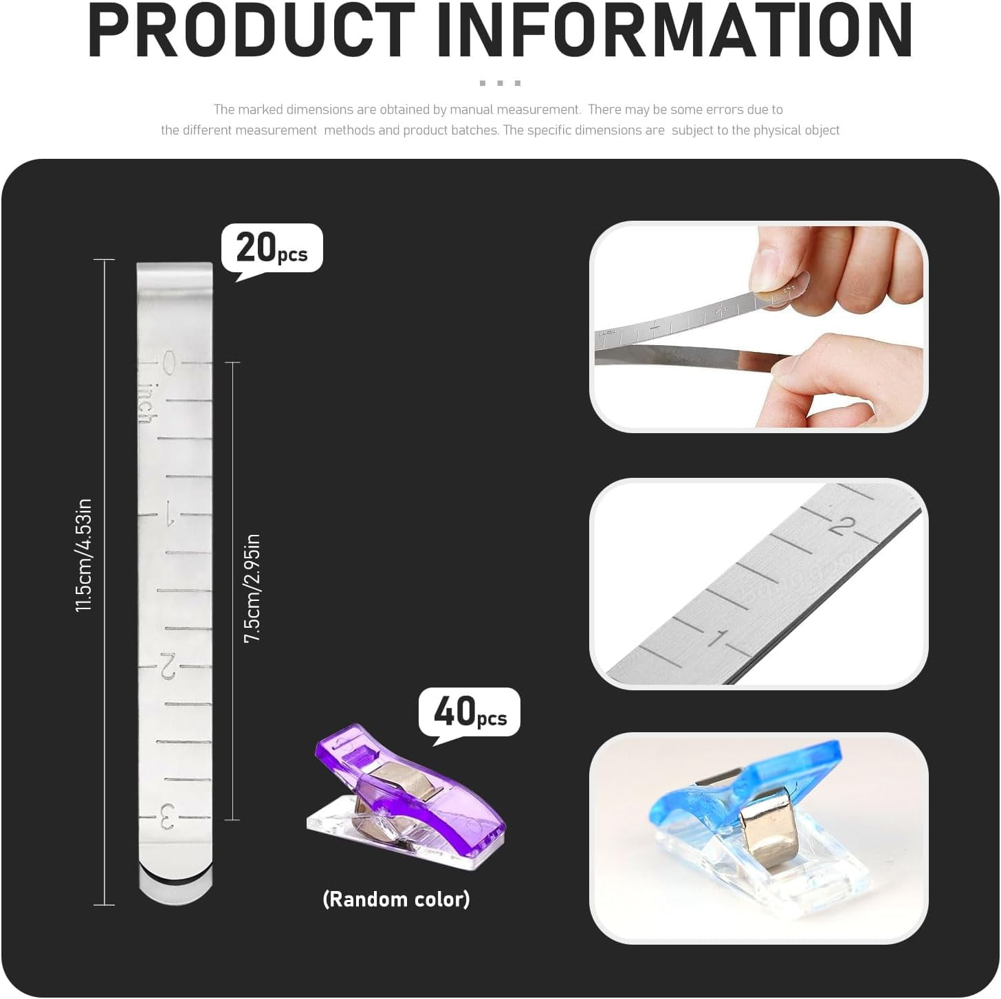 UKLL-60 Pieces Sewing Clips Kit, Stainless Steel Hemming Clips ...