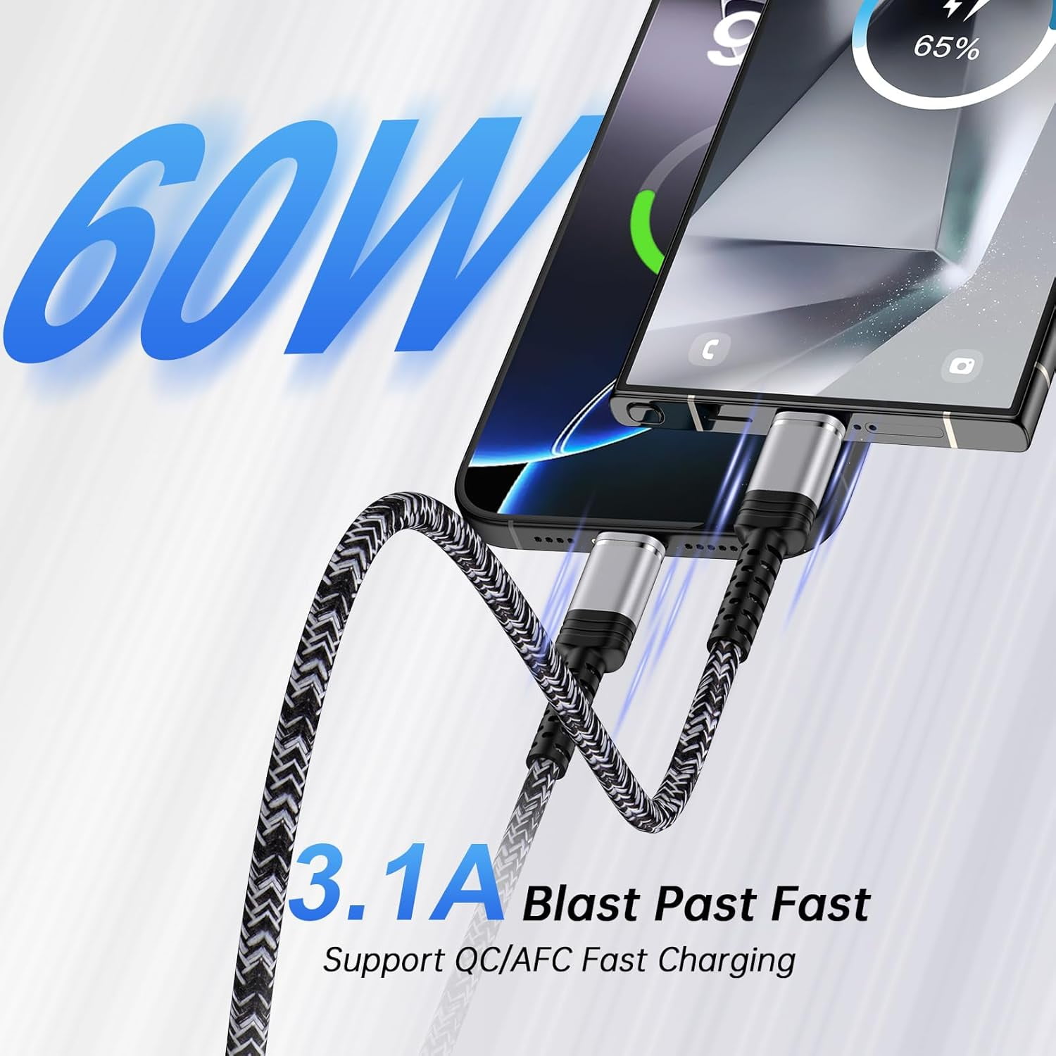 UKLL-60W Samsung S25 Ultra A35 USB C to USB C Android Power Cord Type C ...