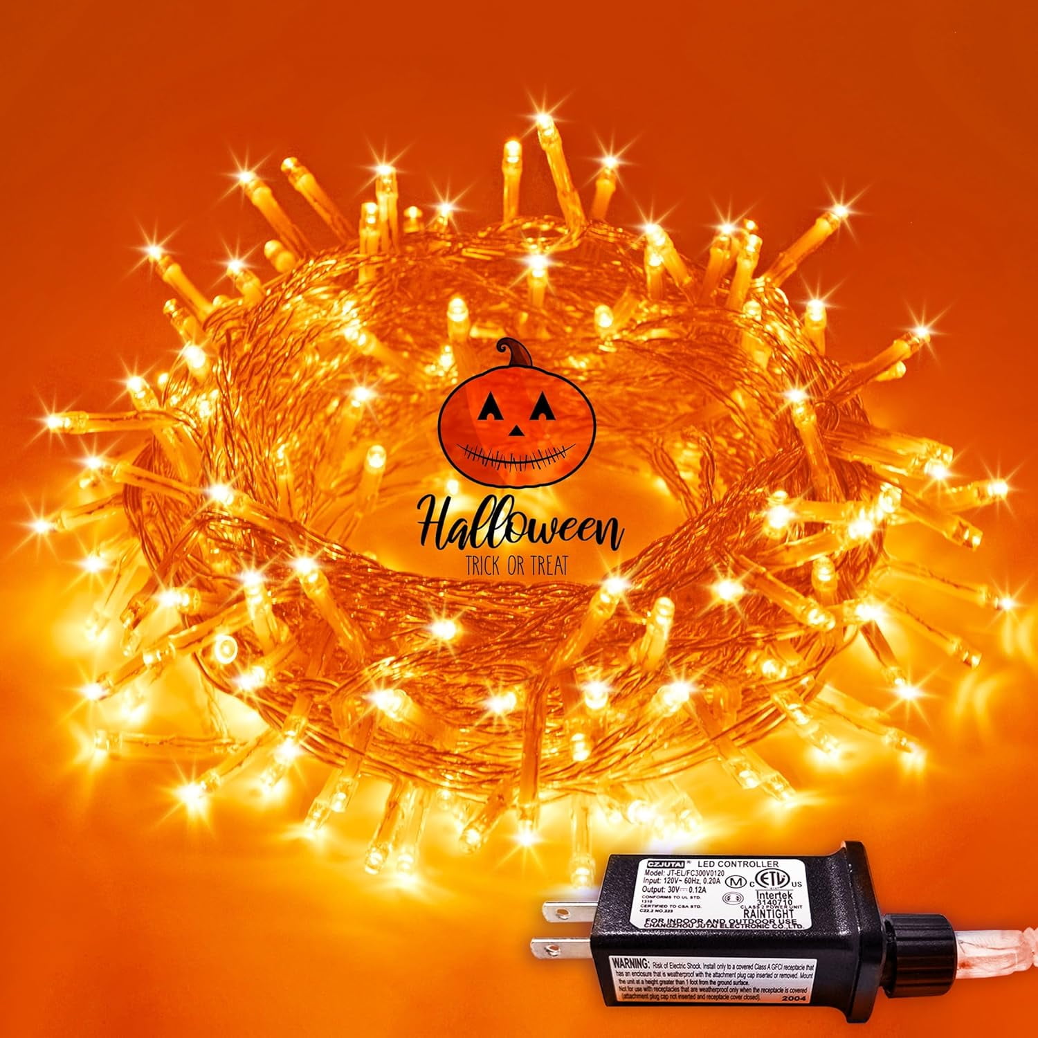 UKLL-66ft 200 LED Thanksgiving Lights Outdoor, Orange String Lights ...