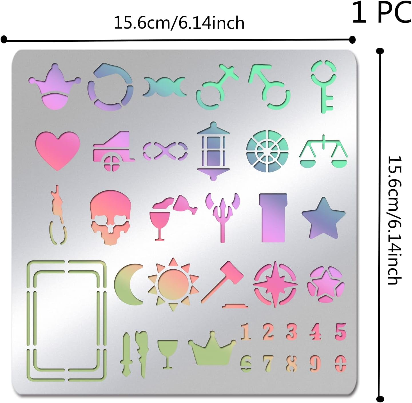 UKLL-6x6 inch Metal Tarot Element Stencil Reusable Tarot Metal Wood ...