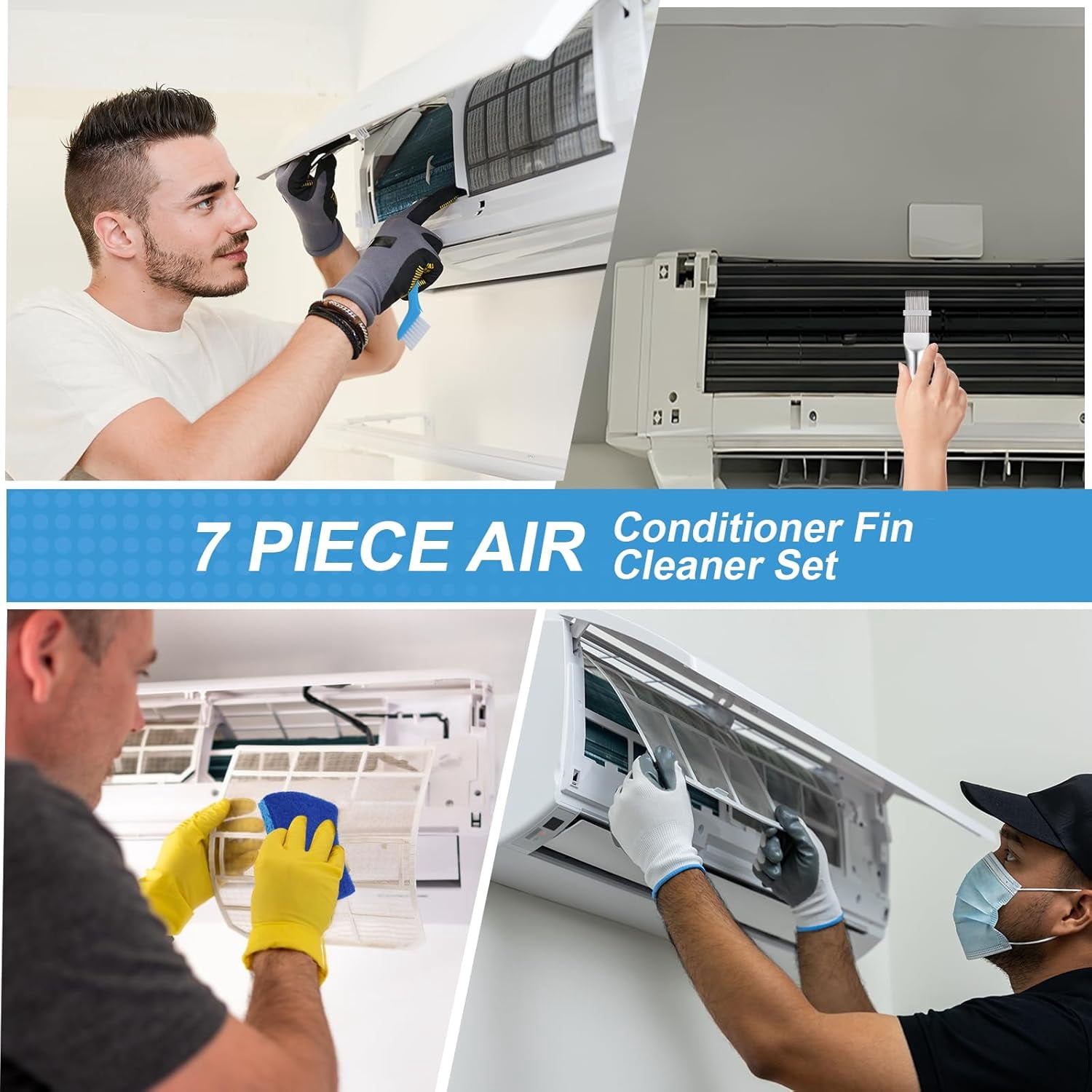 UKLL-7 PCS Different Air Conditioner Fin Cleaner kit, Brush Condenser ...