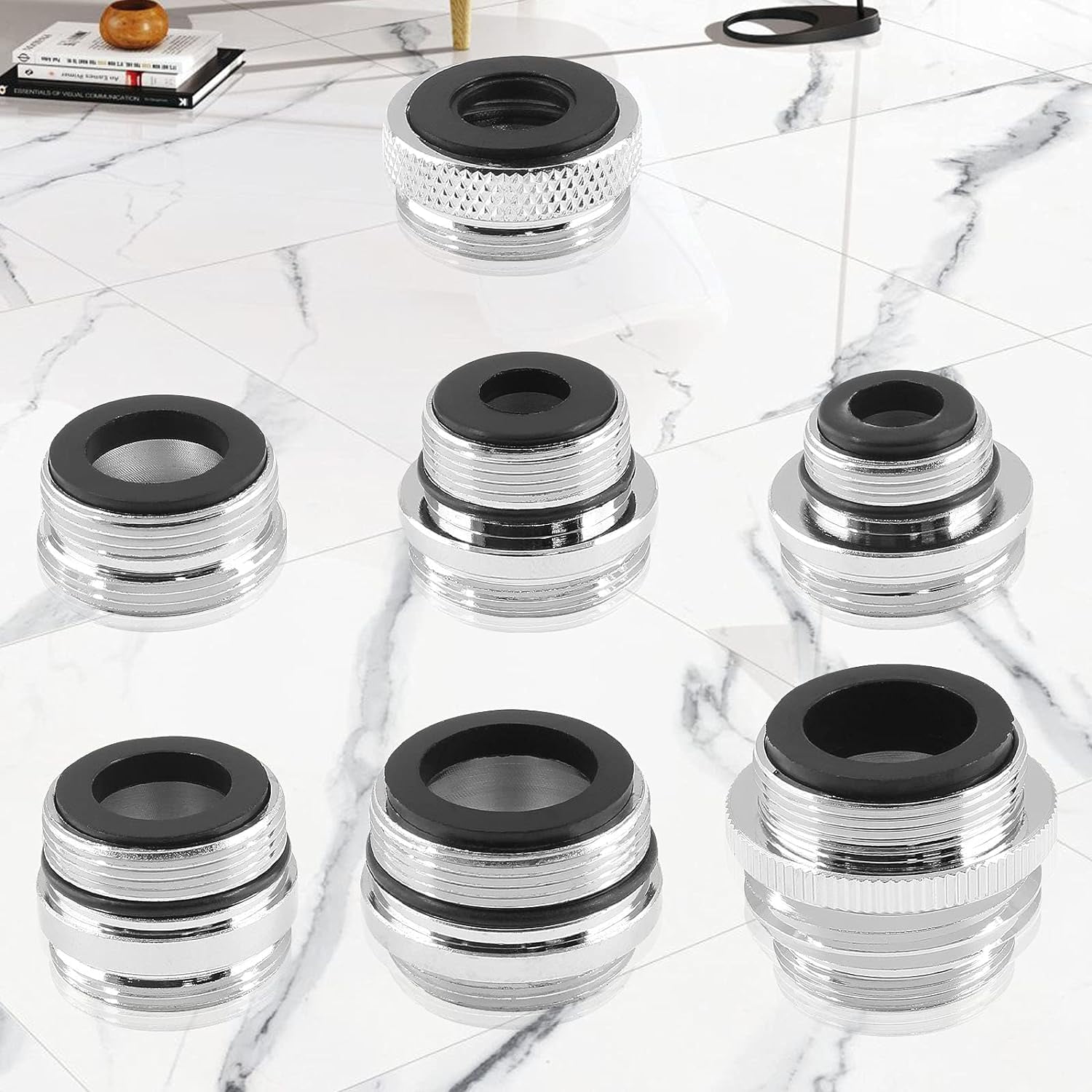 UKLL-7 Pieces Faucet Adapter, Male Female Aerator Adapter, Brass Sink ...