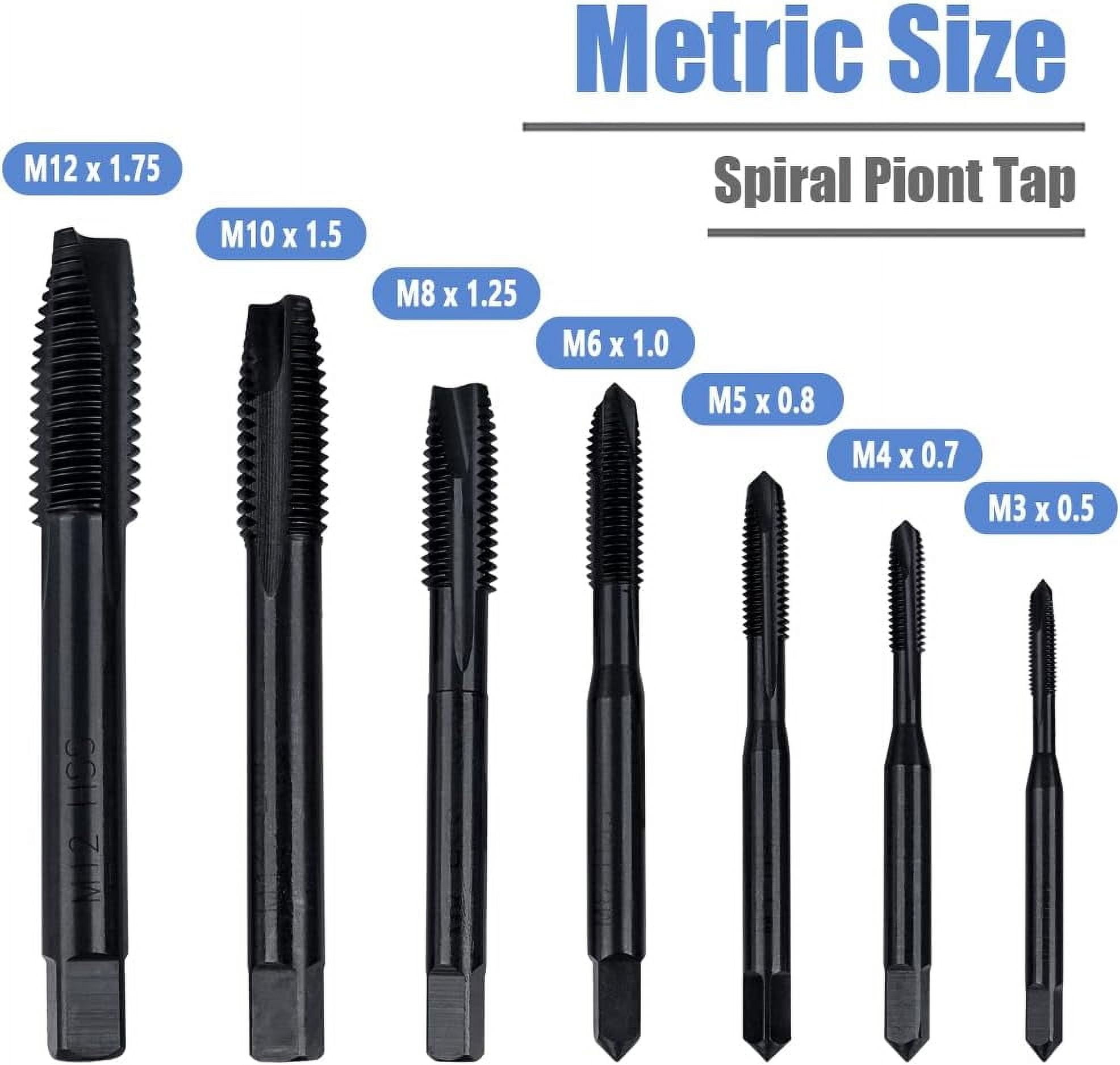 UKLL-7 Pieces Nitriding Coated Spiral Pointed Taps Set High Speed Steel Metric Thread Tap M3 M4 ...