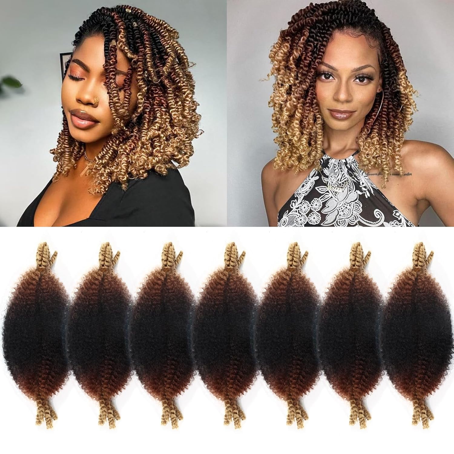 UKLL-7 Tone Springy Afro Twist Hair 6 Inch Marley braiding Hair Twisted ...