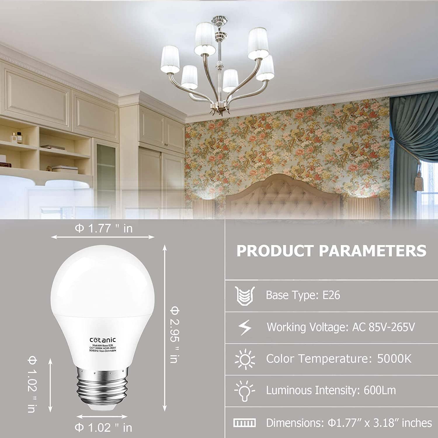 UKLL-8 Pack Ceiling Fan Light Bulb 5000K Daylight, E26 Base A15 LED ...