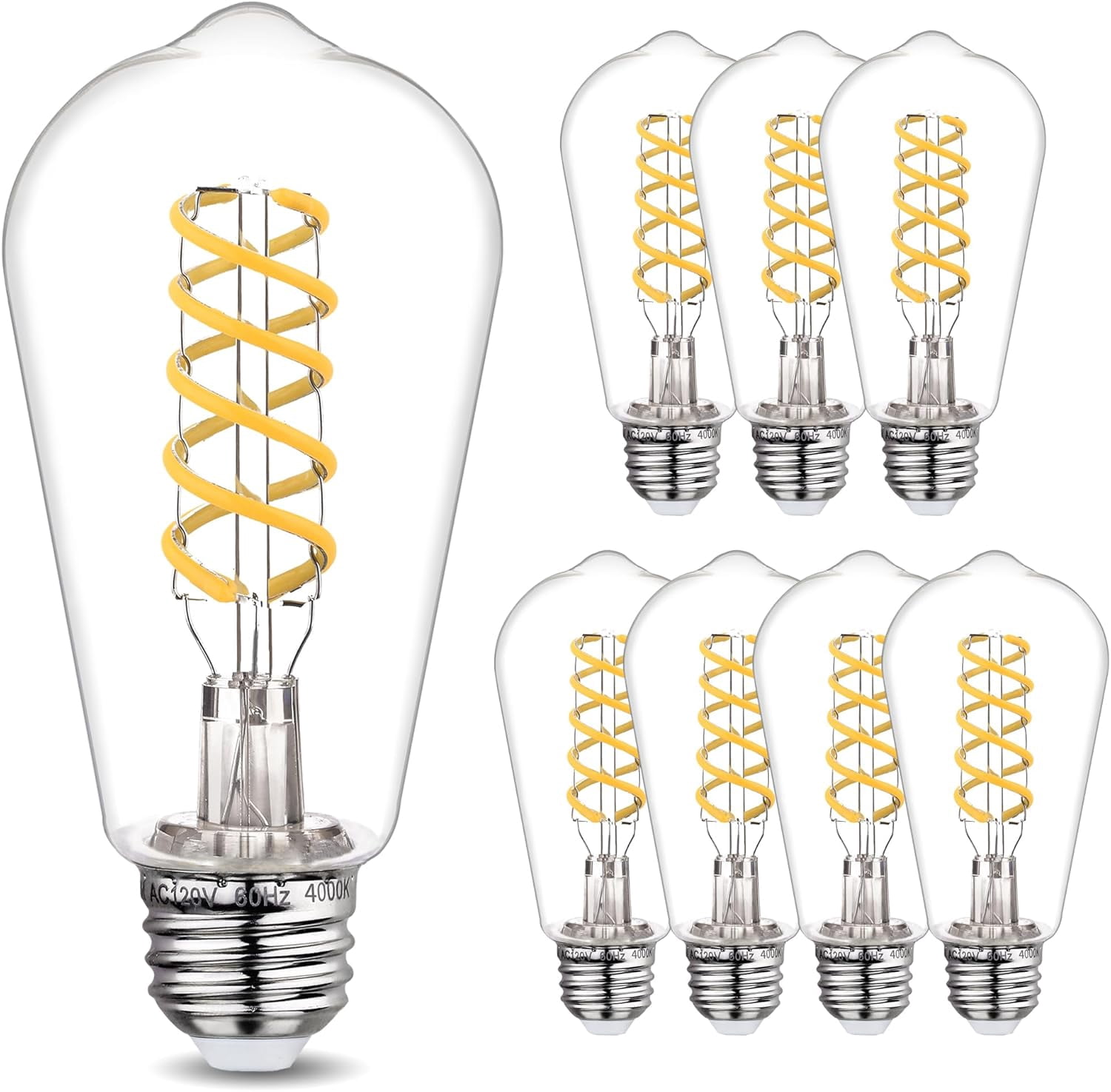 UKLL-8-Pack Dimmable Vintage LED Edison Bulb 60W Equivalent, 6W ...