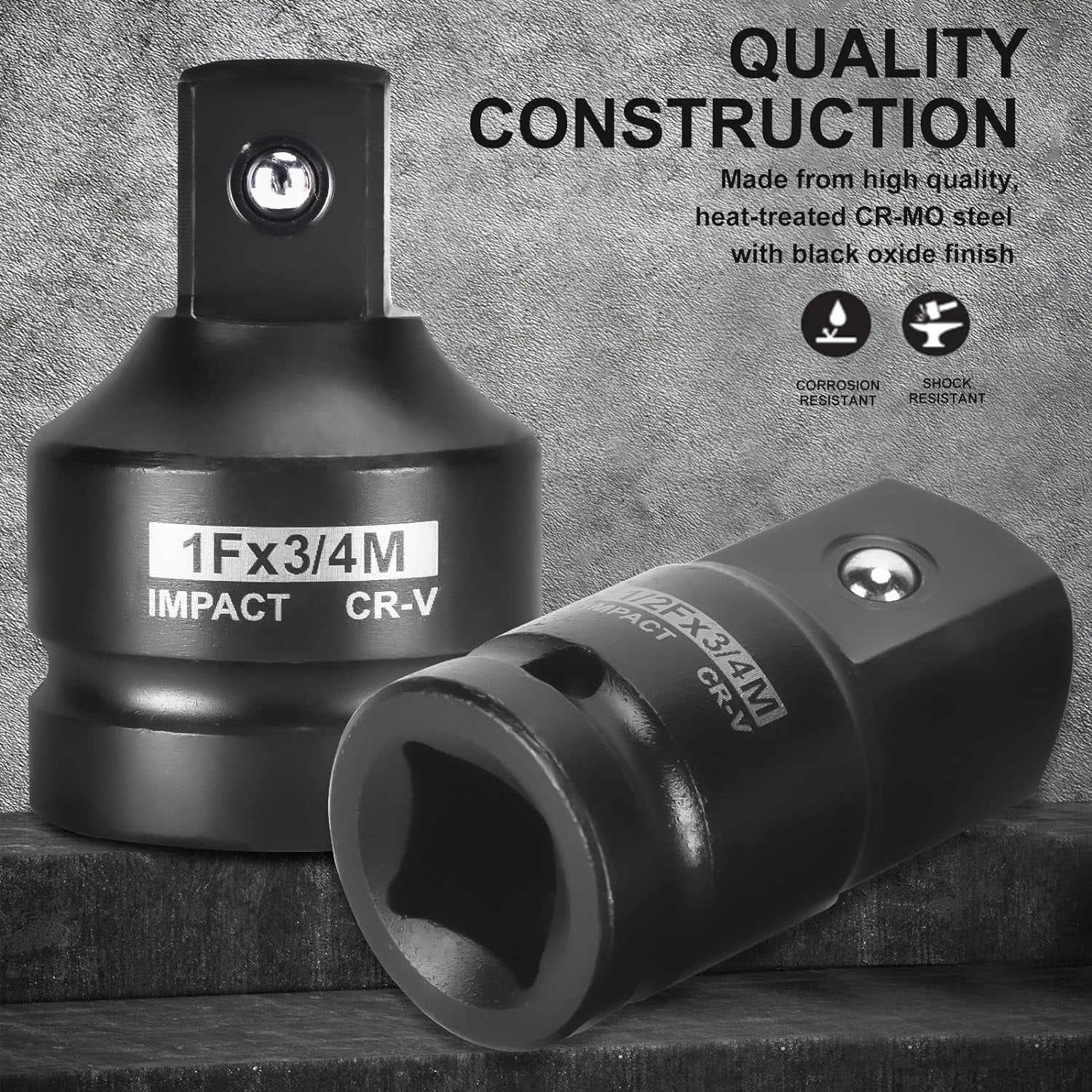 UKLL-8 Piece Impact Socket Adapter and Reducer Set, 1/4, 3/8, 1/2" SAE Socket Adapter, Impact ...