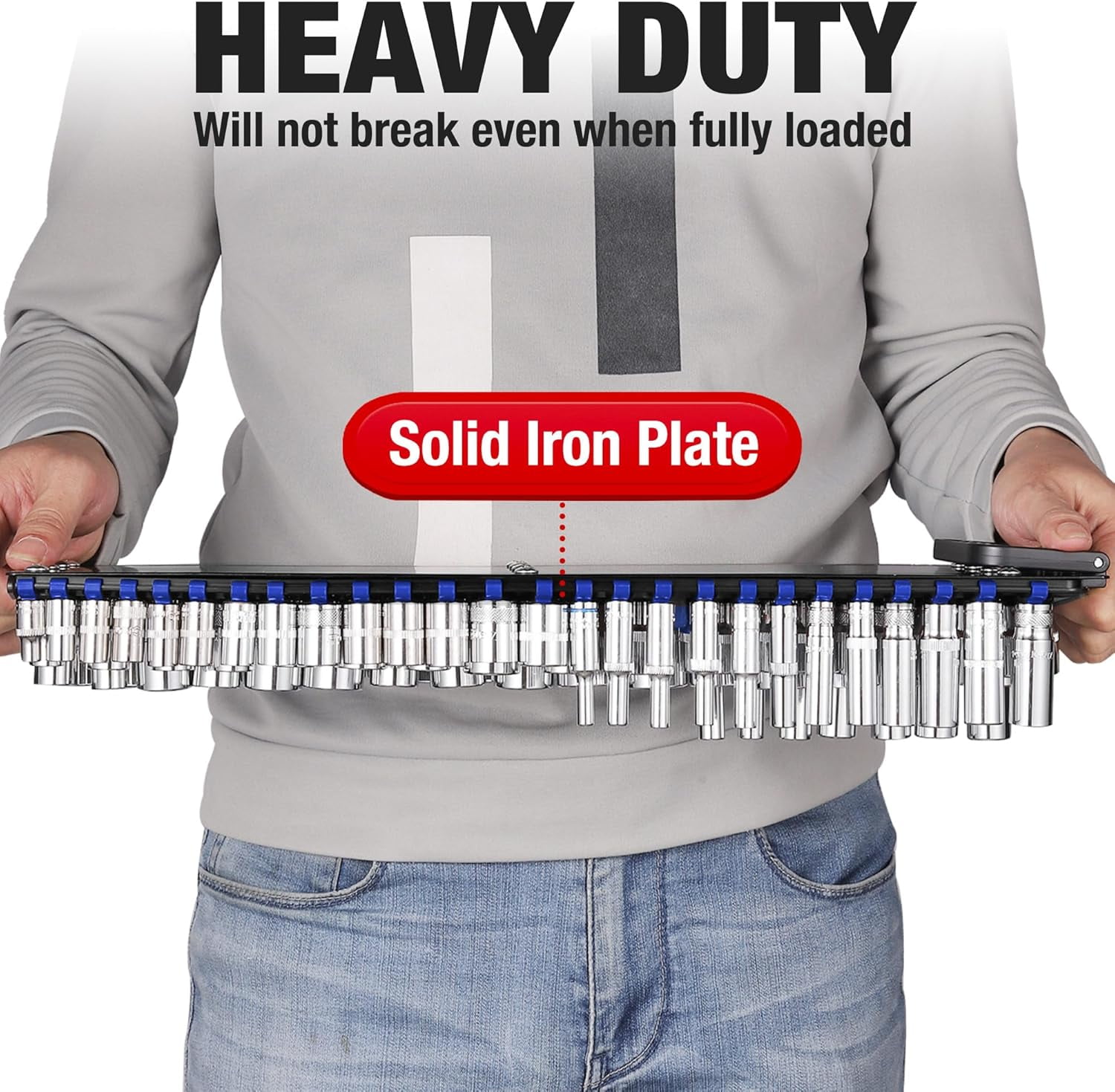 UKLL-80-Piece Portable Socket Organizer Steel Tray, Socket Holders with ...