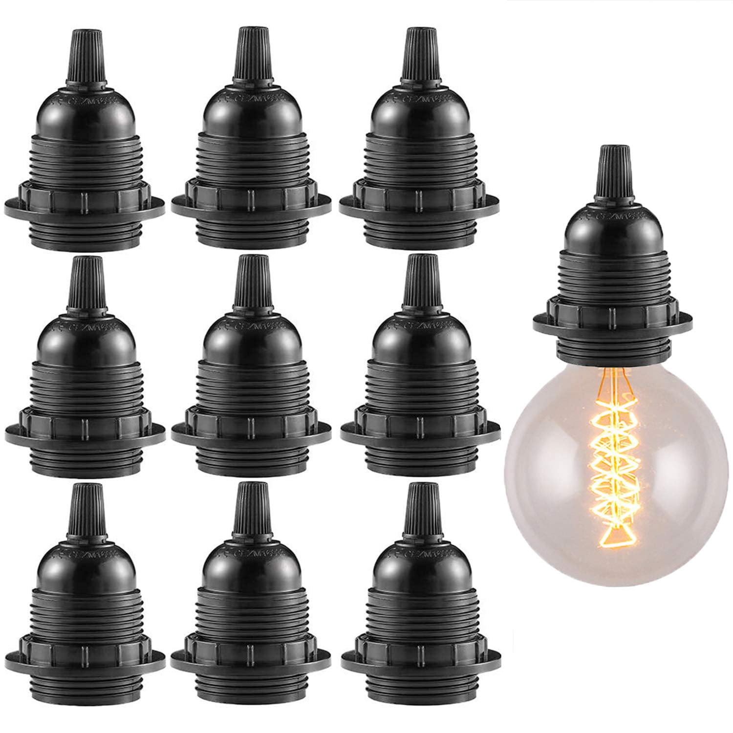 UKLL-9-Pack E27/E26 Light Sockets - Replacement Light Socket, Edison ...