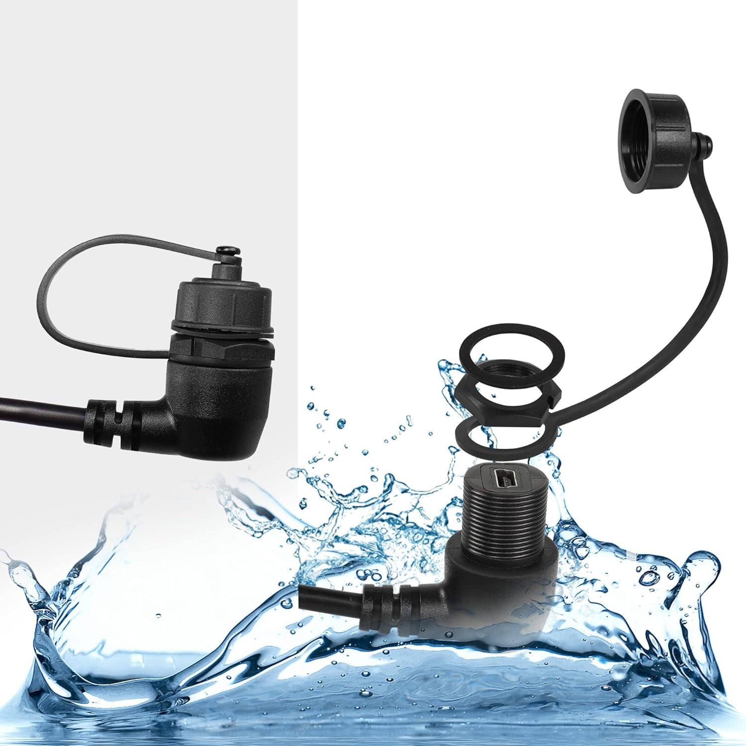 UKLL-90 Degree Angle Mini USB Panel Flush Waterproof Extension Cable ...