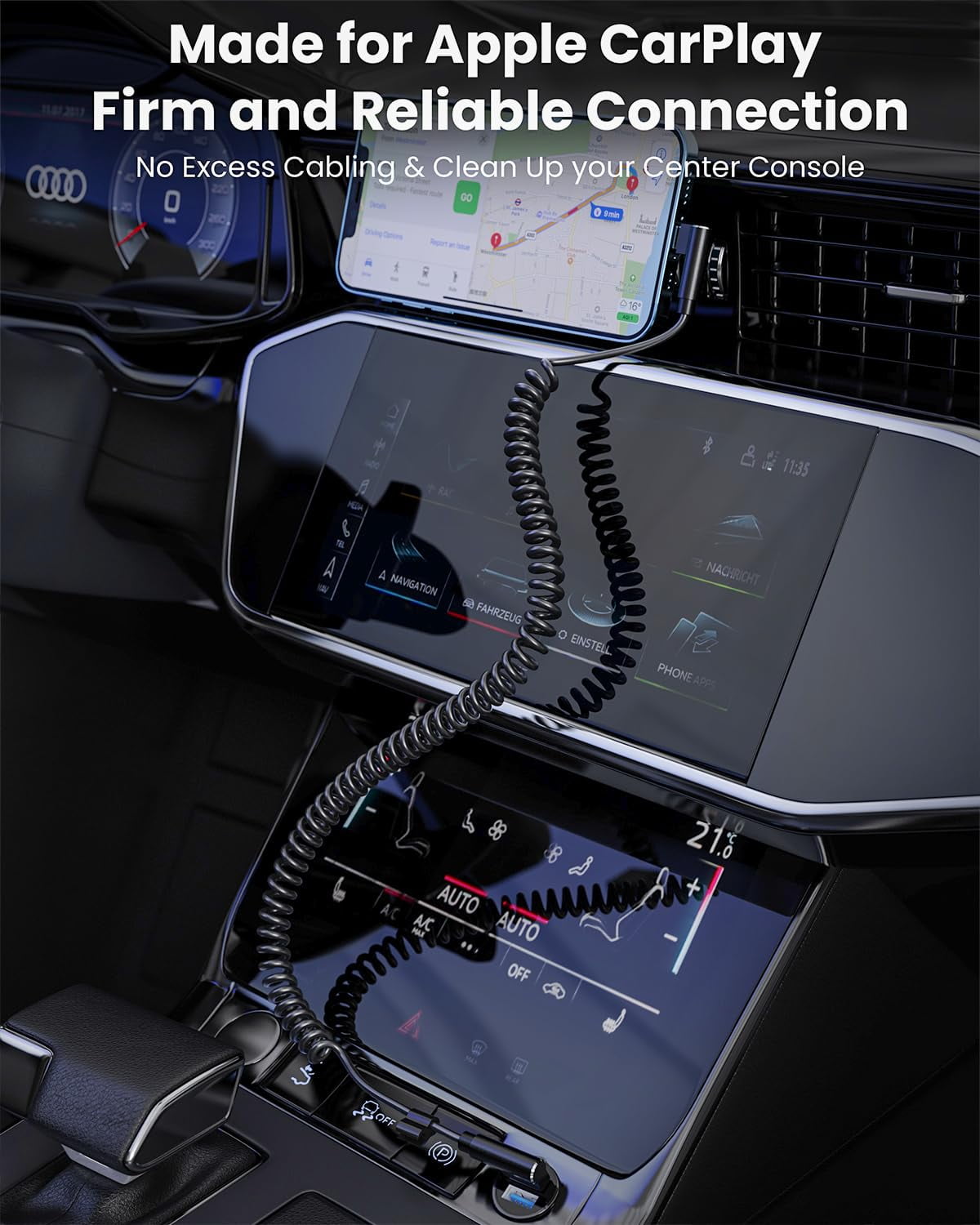 UKLL-90 Degree Coiled Lightning Cable, 2 Pack, 3 FT, Right Angle Short iPhone Charger Cord [MFi ...