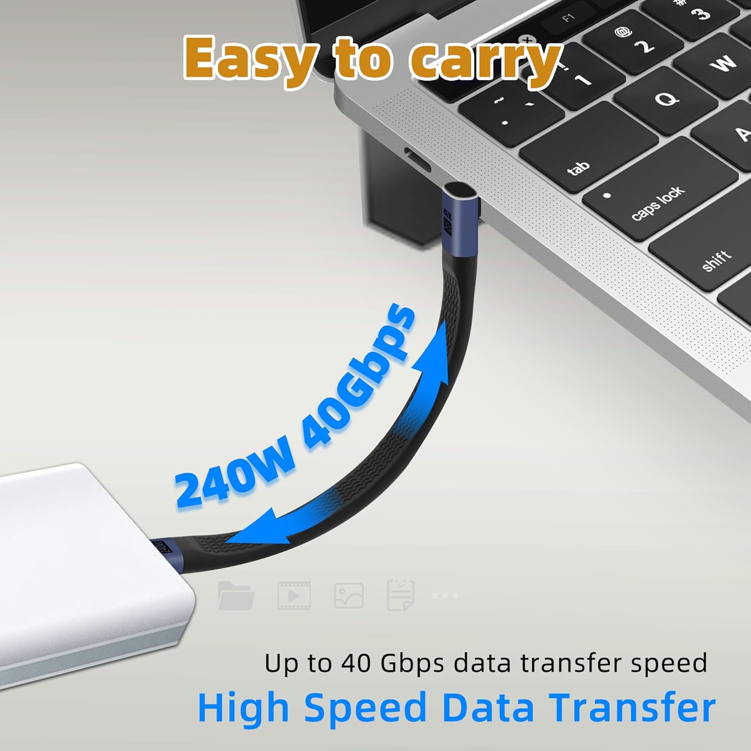 UKLL-90 Degree PD240W USB C Short Cable, 40Gbps High Speed Data ...