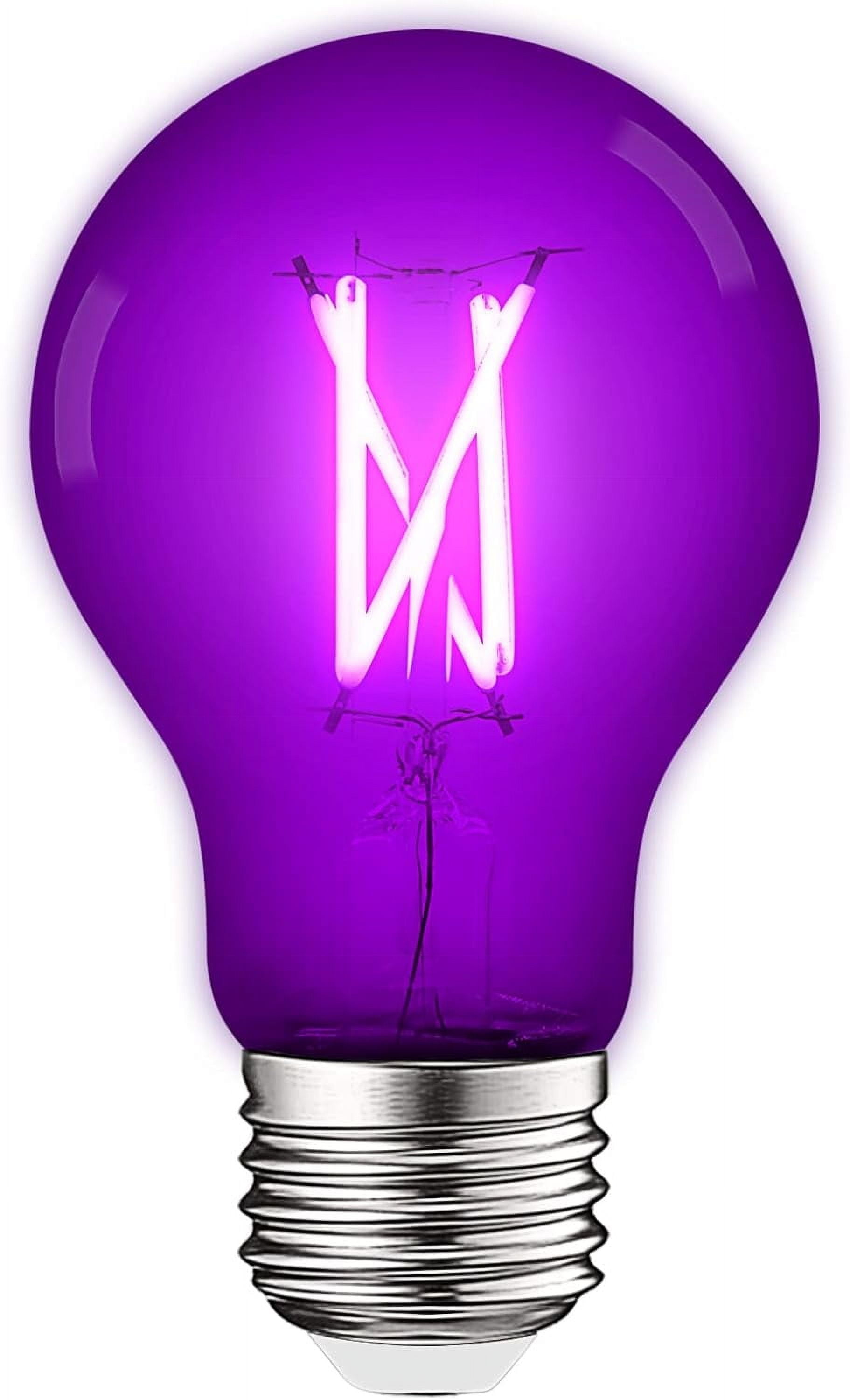 UKLL-A19 Edison LED Purple Light Bulb, 4.5W (60W Equivalent), Colored ...