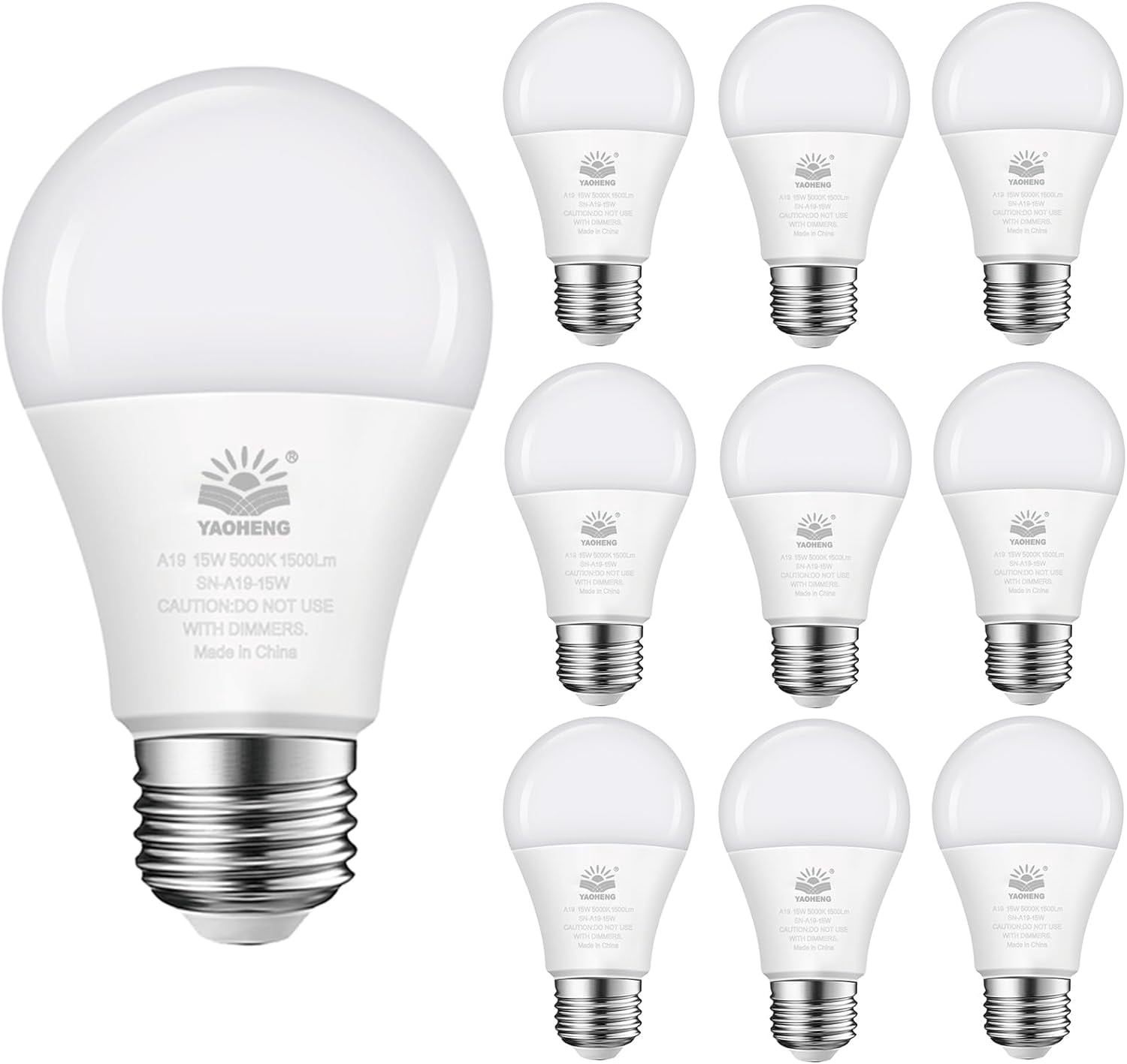 UKLL-A19 LED Light Bulb, 100 Watt Equivalent LED Bulbs, 5000K Daylight ...