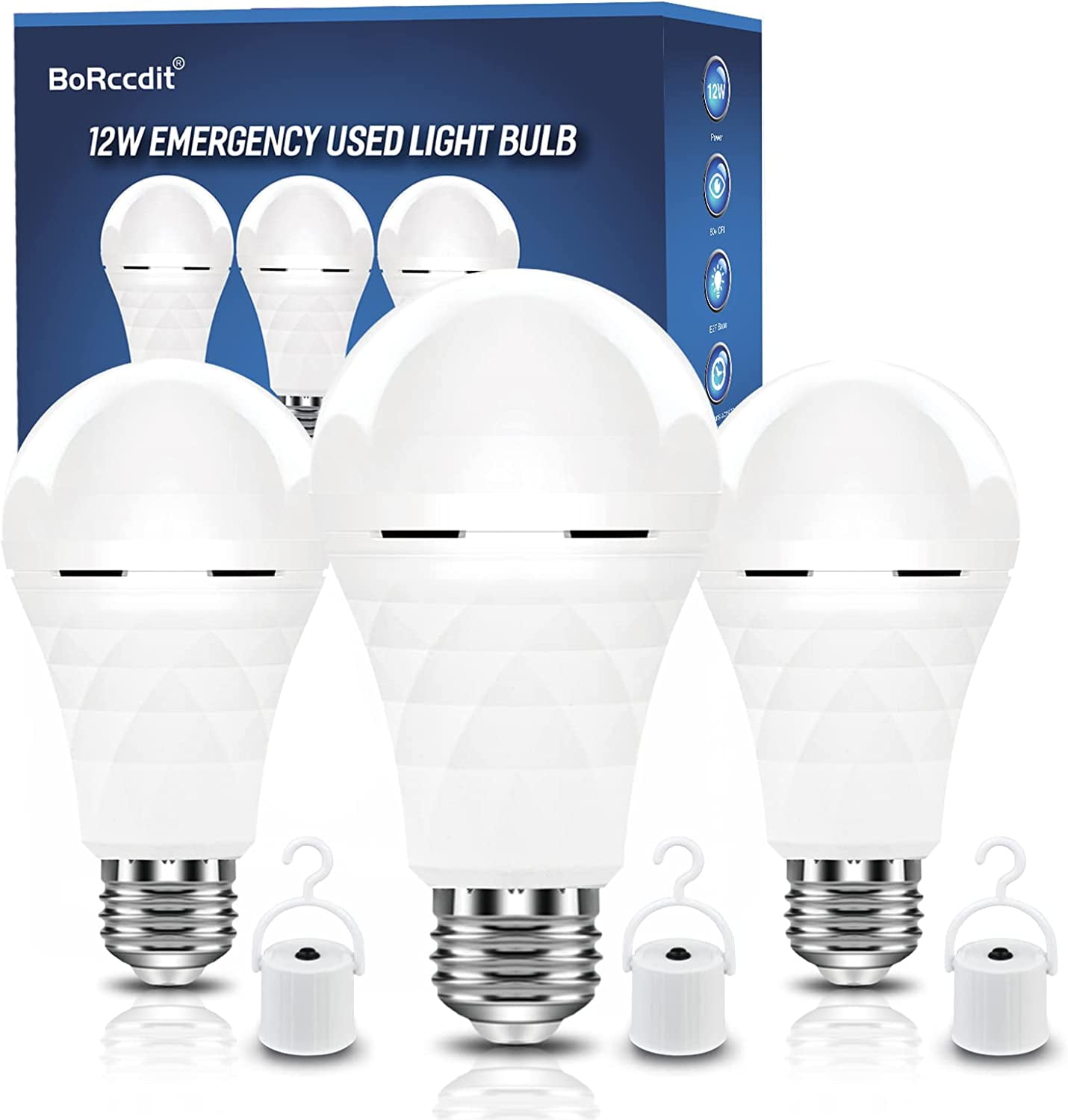 UKLL-A19 Rechargeable Light Bulbs, 12W Emergency Light Bulbs for Power ...