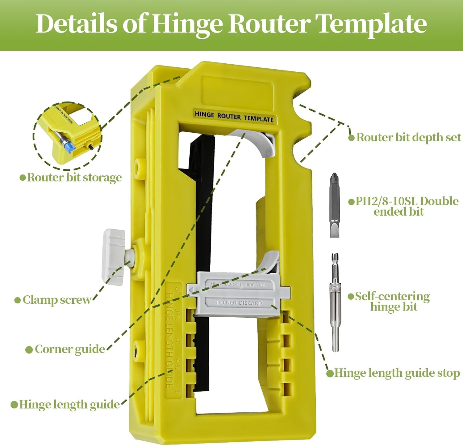 UKLL-Adjustable Door Hinge Jig Kit, Hinge Router Template ...