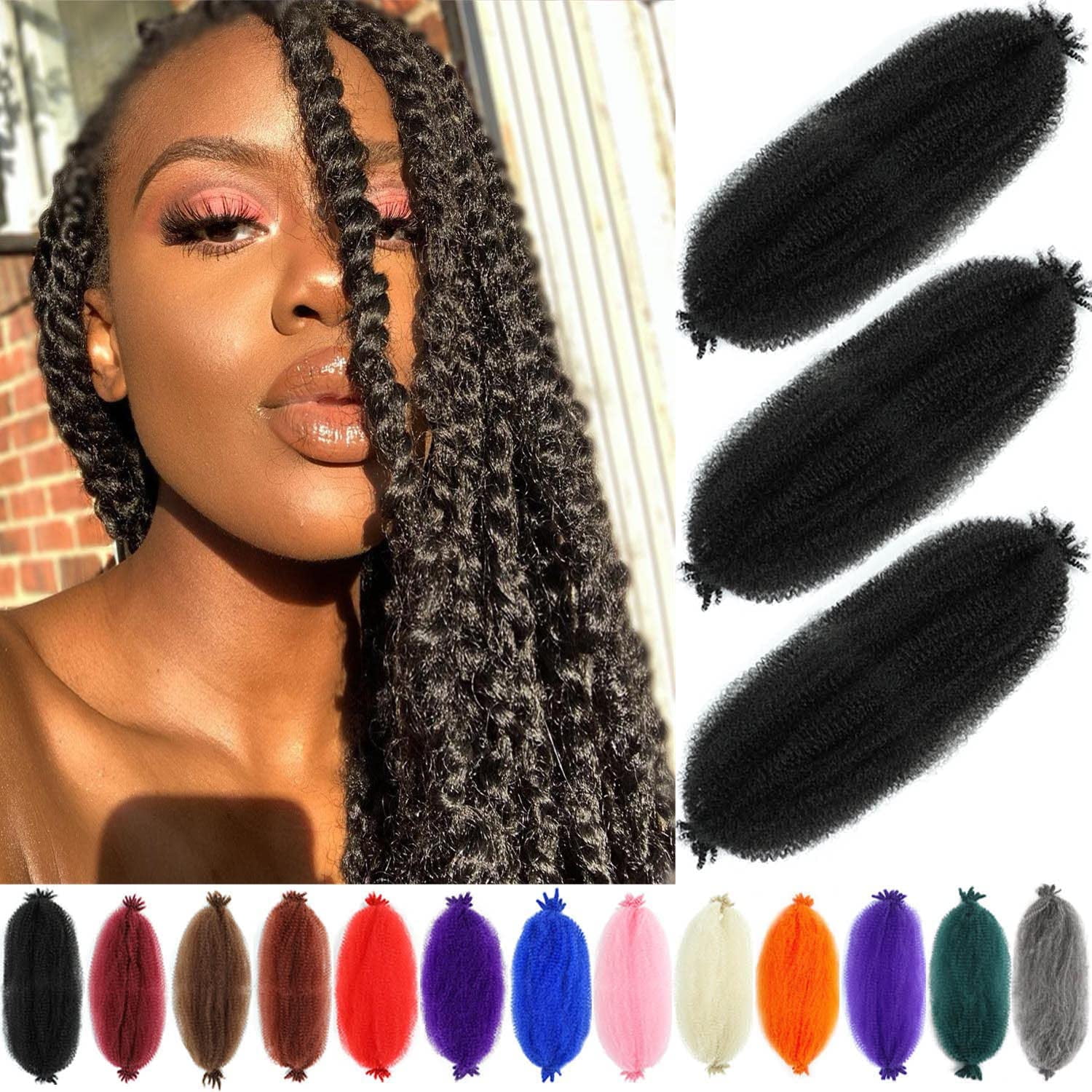 UKLL-Afro Twist Hair 12 Inch Black Marley Braids Hair 3 Packs Afro ...